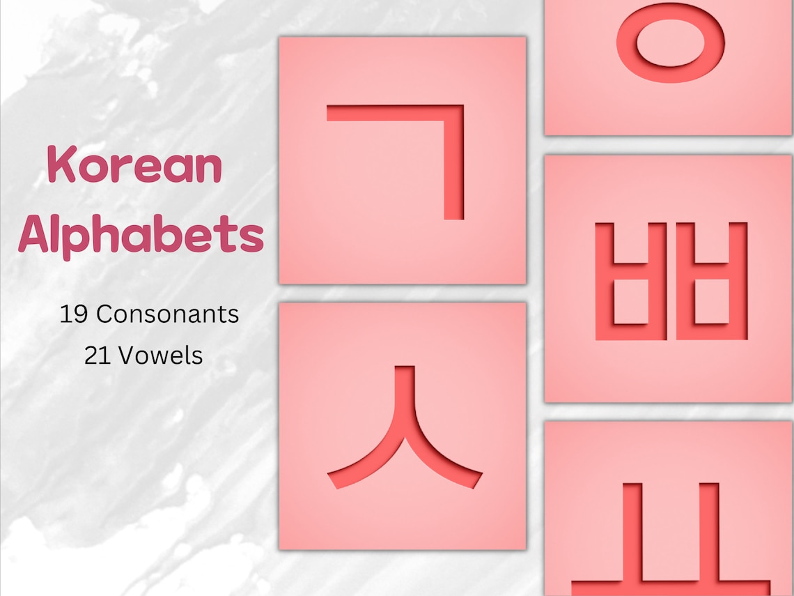 Korean Alphabet PNG Bundle, Paper Cutout Effect, Letters Clipart, High ...