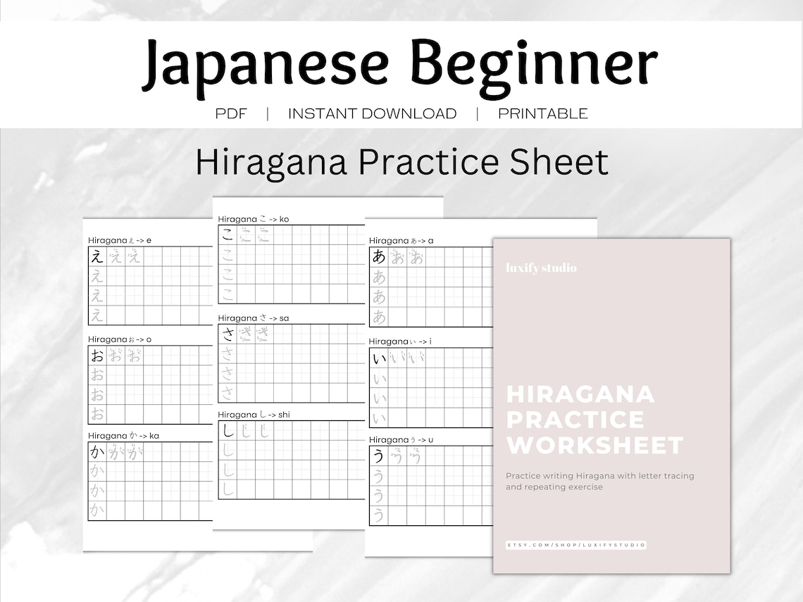 Japanese Hiragana Printables, Hiragana Writing Practice, Learn Japanese ...
