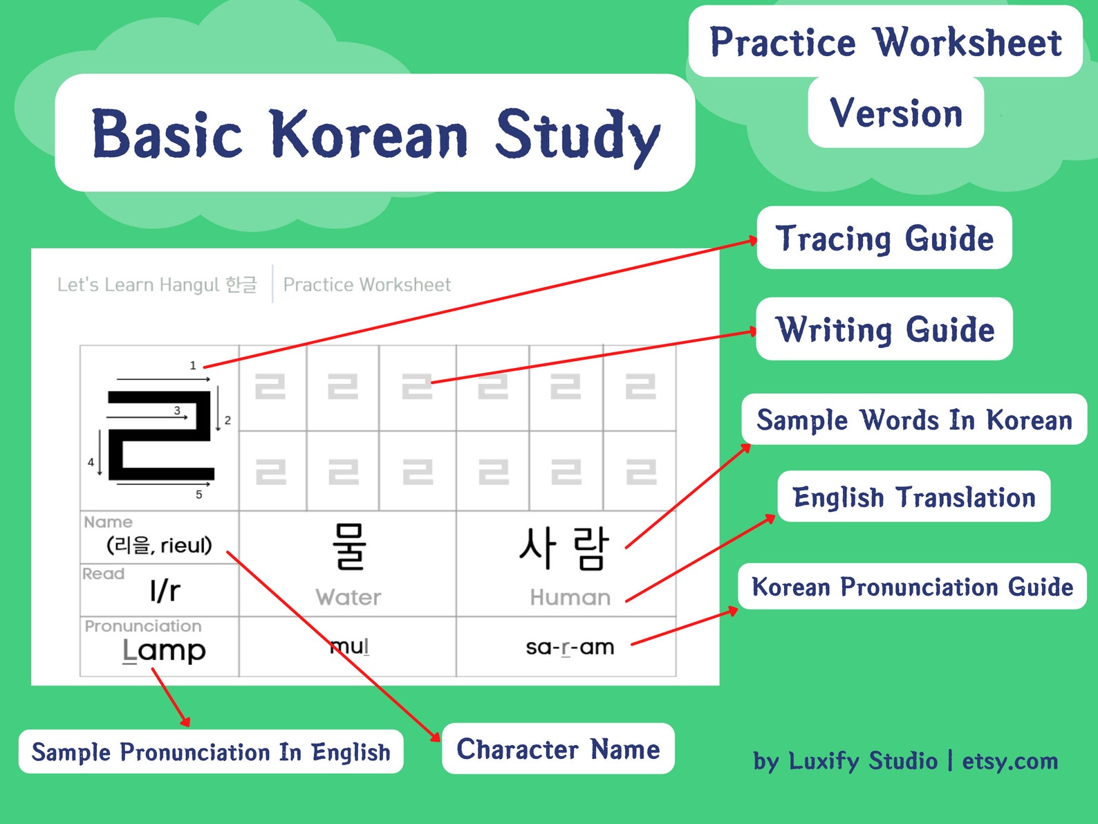 Korean Alphabet Worksheet, Hangul Practice Sheets, Korean Workbook Pdf ...