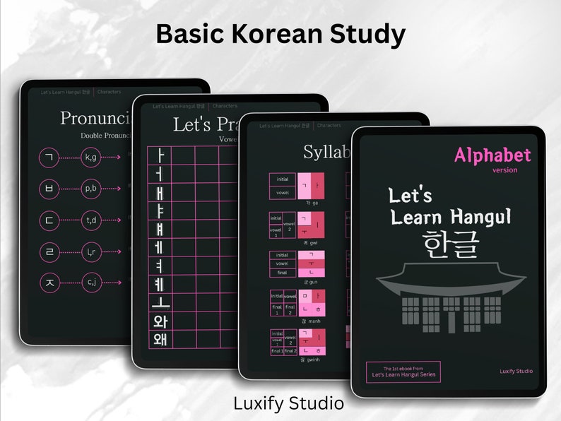 Dark Theme Learning Resources for Learning Korean, Hangul Beginner Book ...