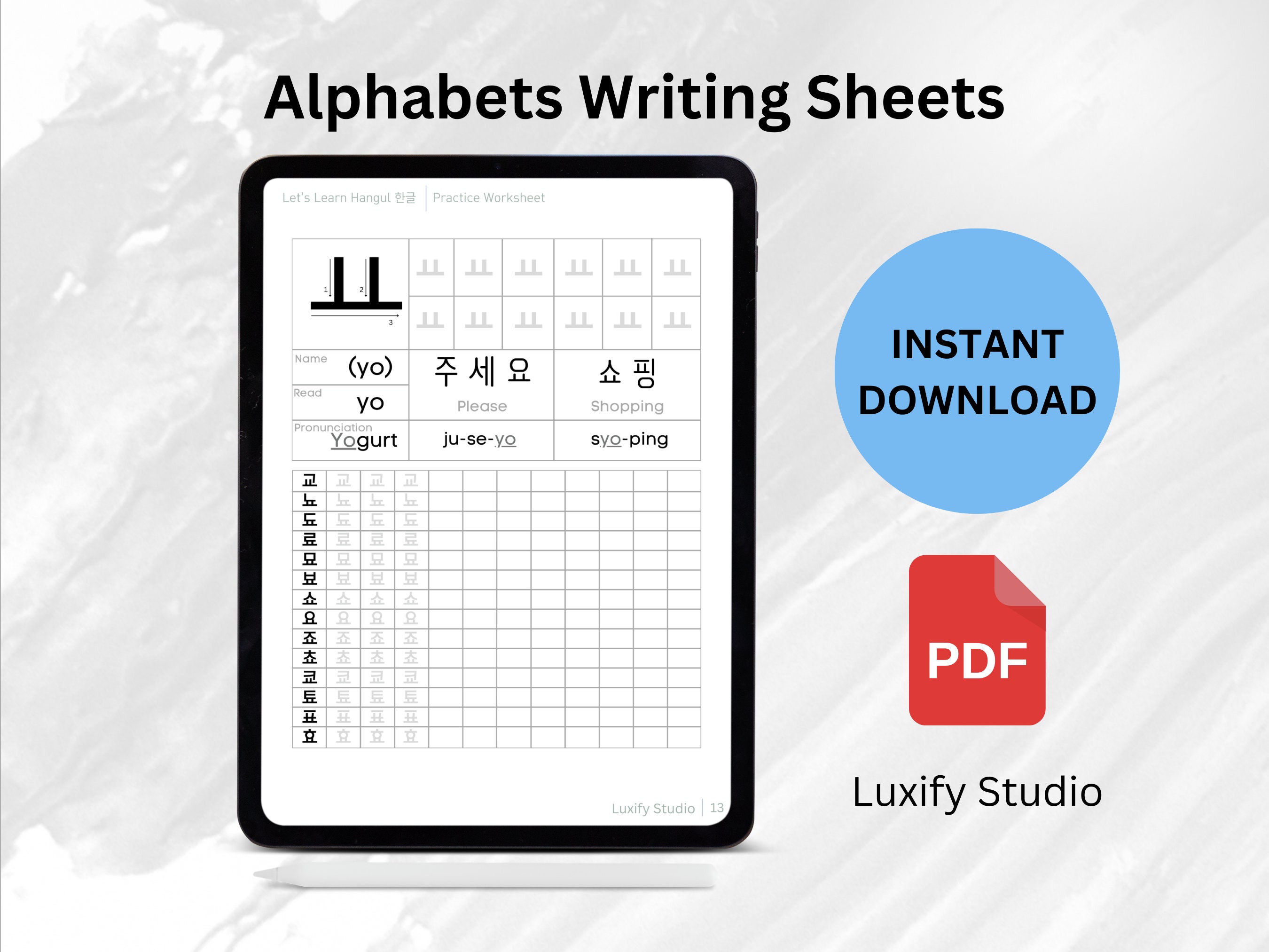 Hangul Worksheets Letter PDF, Learn Korean Alphabet, Writing for ...