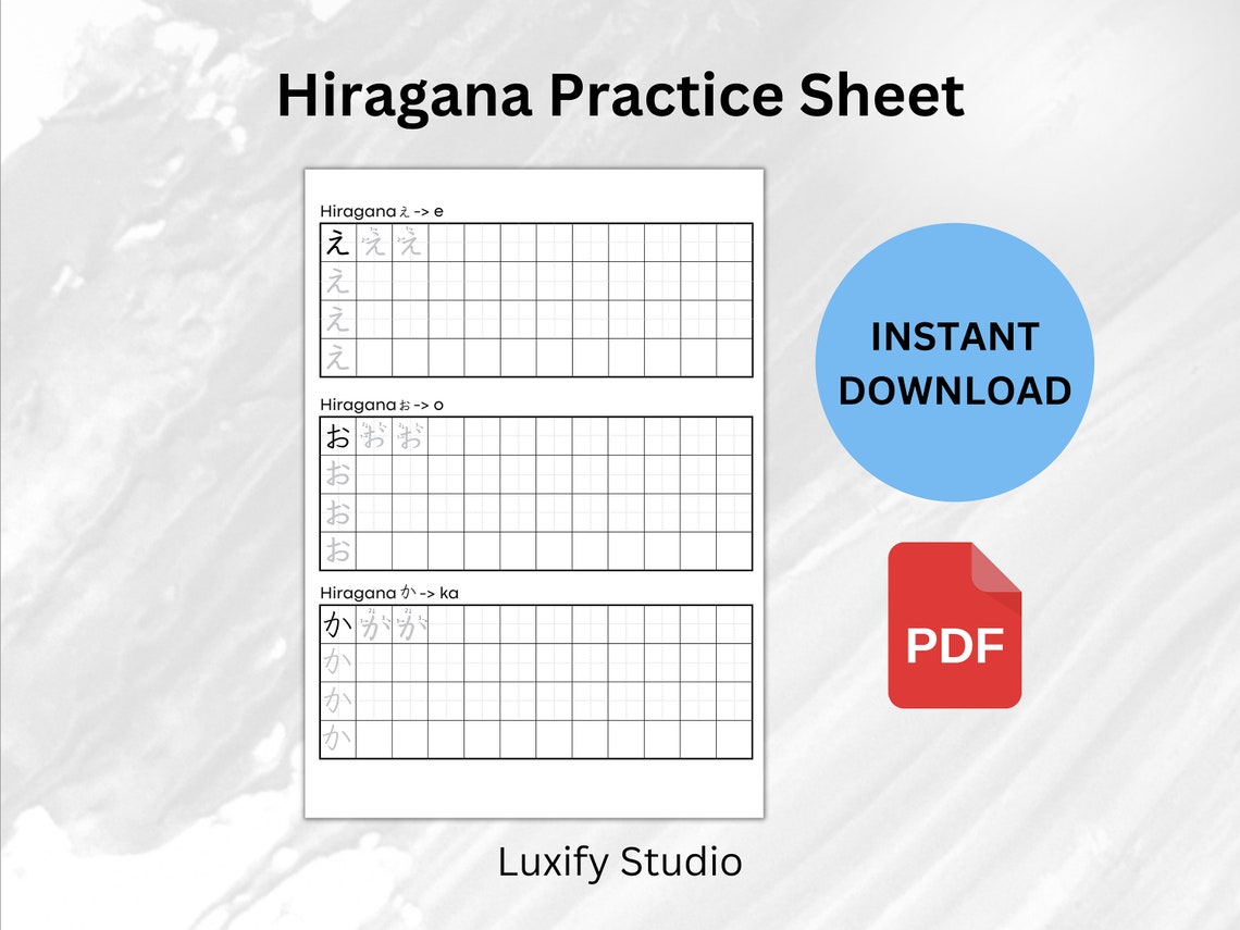 Japanese Hiragana Printables, Hiragana Writing Practice, Learn Japanese ...