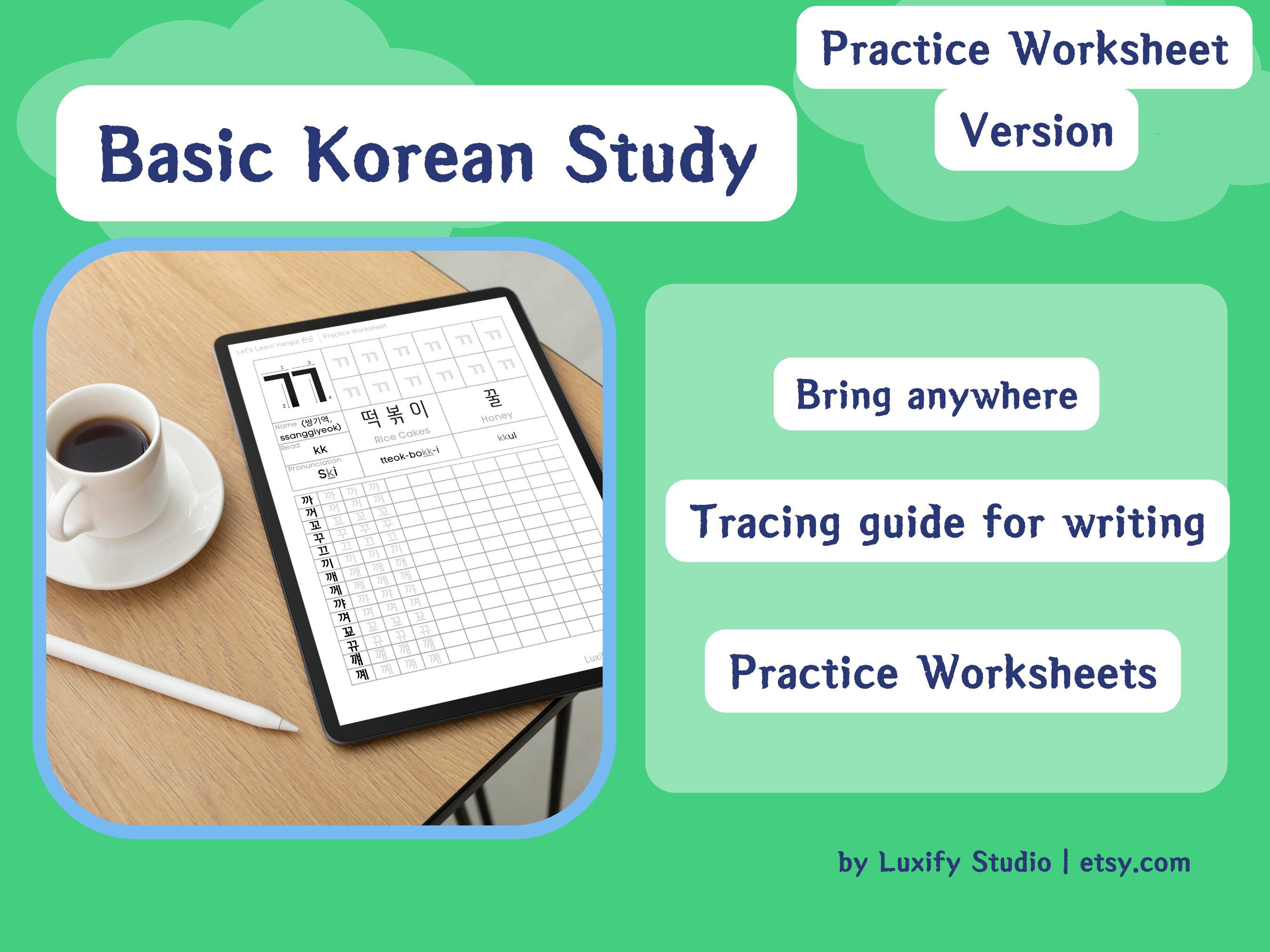 Korean Alphabet Worksheet, Hangul Practice Sheets, Korean Workbook Pdf ...