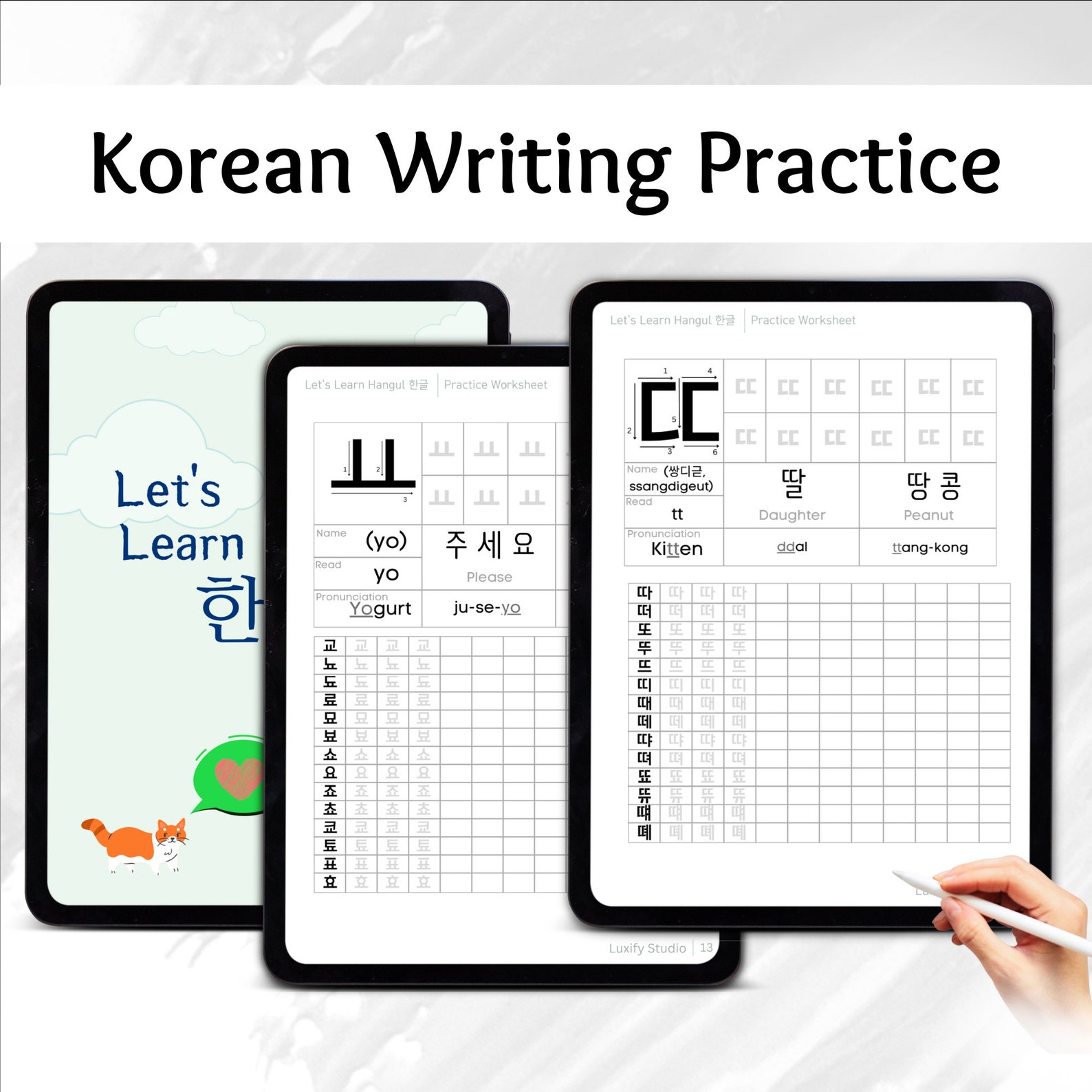 Hangul Worksheets Letter PDF, Learn Korean Alphabet, Writing for ...
