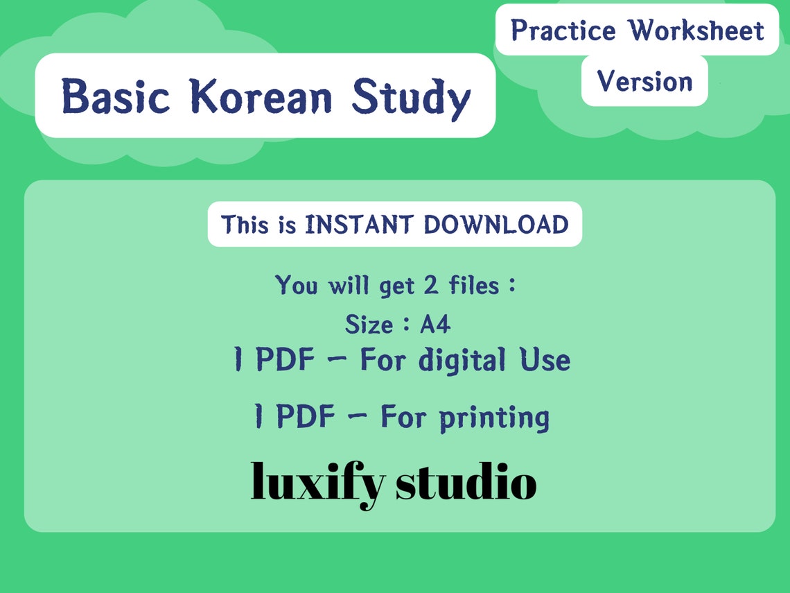 Korean Alphabet Worksheet, Hangul Practice Sheets, Korean Workbook Pdf ...