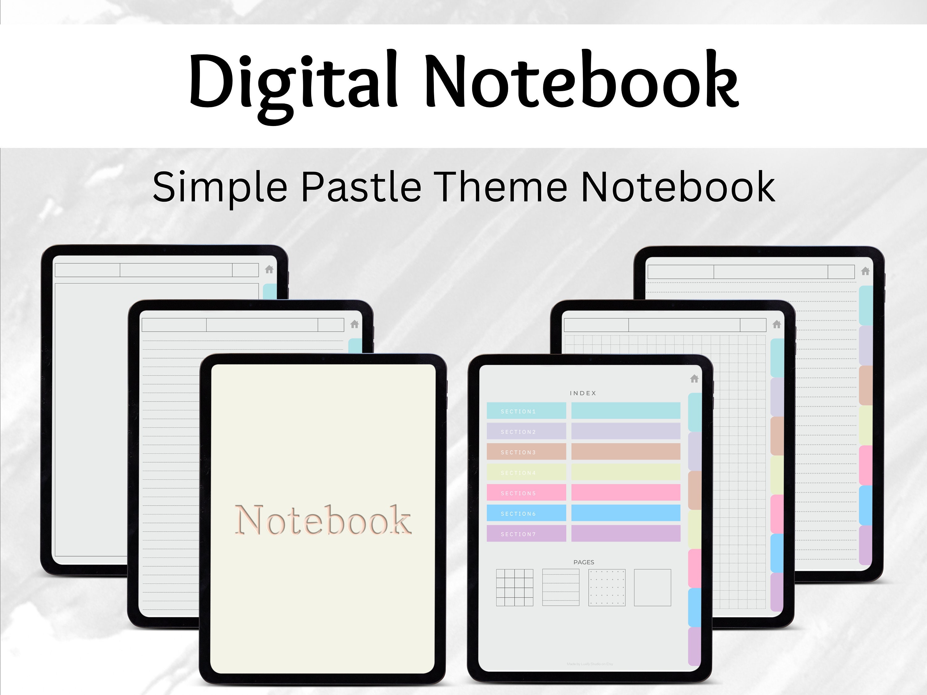Digital Notebook Goodnotes, Notebook With Tabs, Minimalist Pastel Theme ...