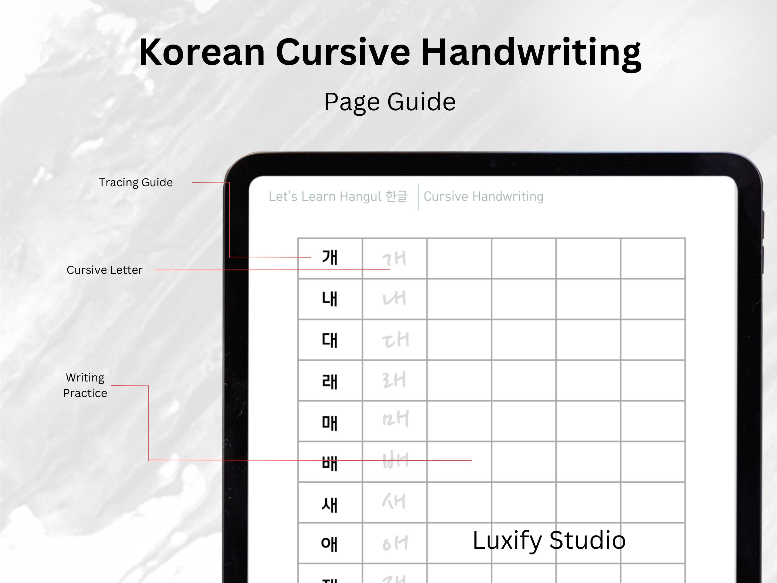 Korean Cursive Handwriting Practice Sheets, Printable Hangul Workbook ...