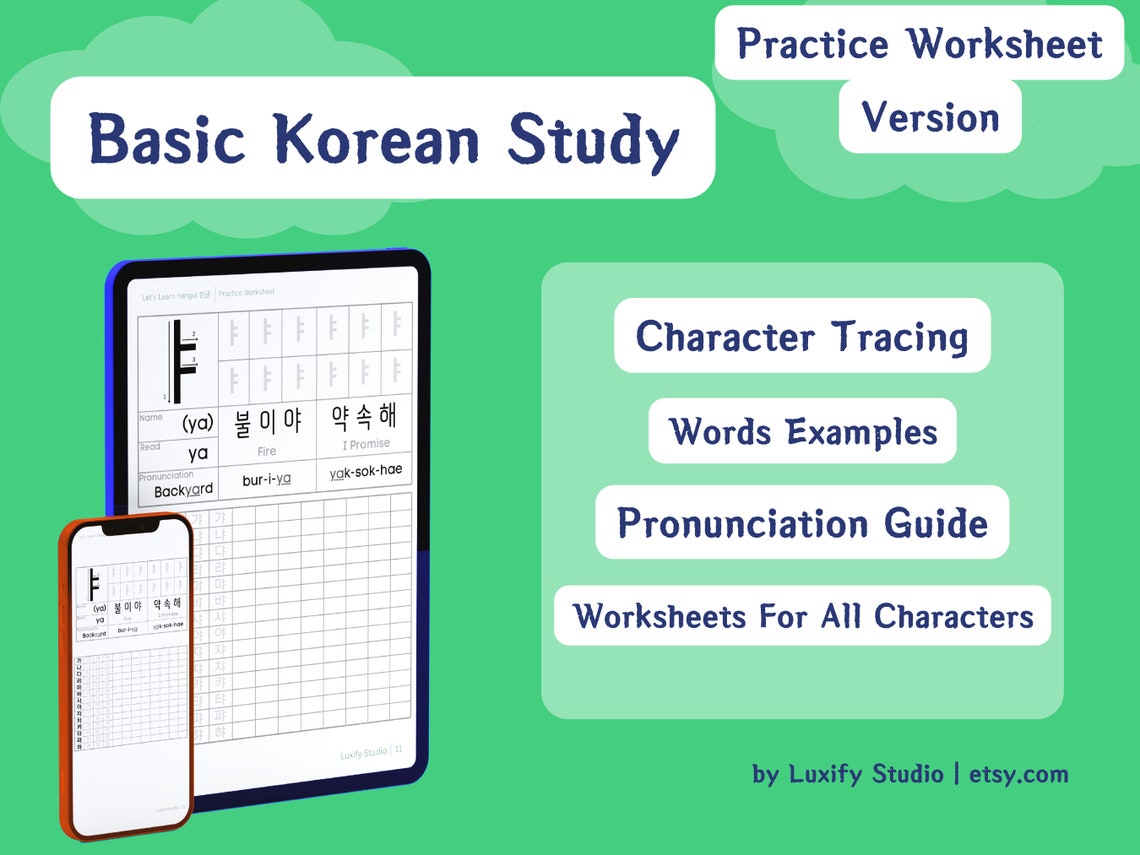 Korean Alphabet Worksheet, Hangul Practice Sheets, Korean Workbook Pdf ...