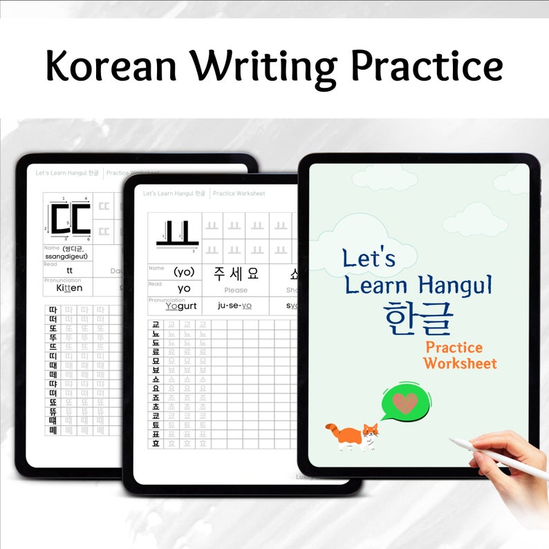 Learn Korean Bundle, Writing Practice Worksheets, Korean Study Pack ...