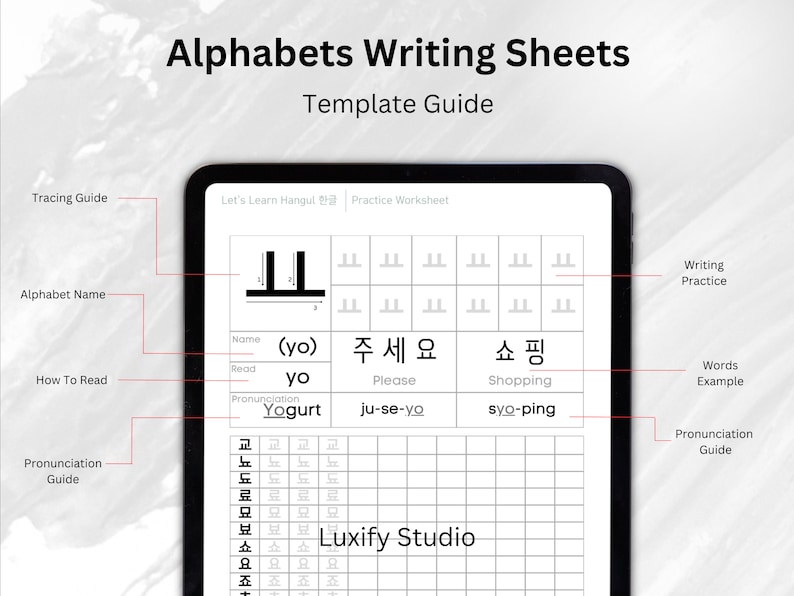 Korean Writing Practice, Printable Hangul Workbook, Learn Korean With ...