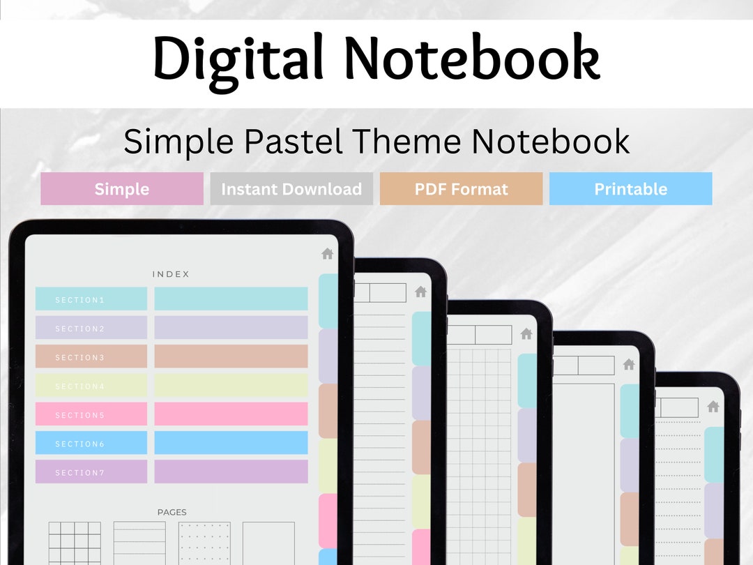 Digital Notebook Goodnotes, Notebook With Tabs, Minimalist Pastel Theme ...