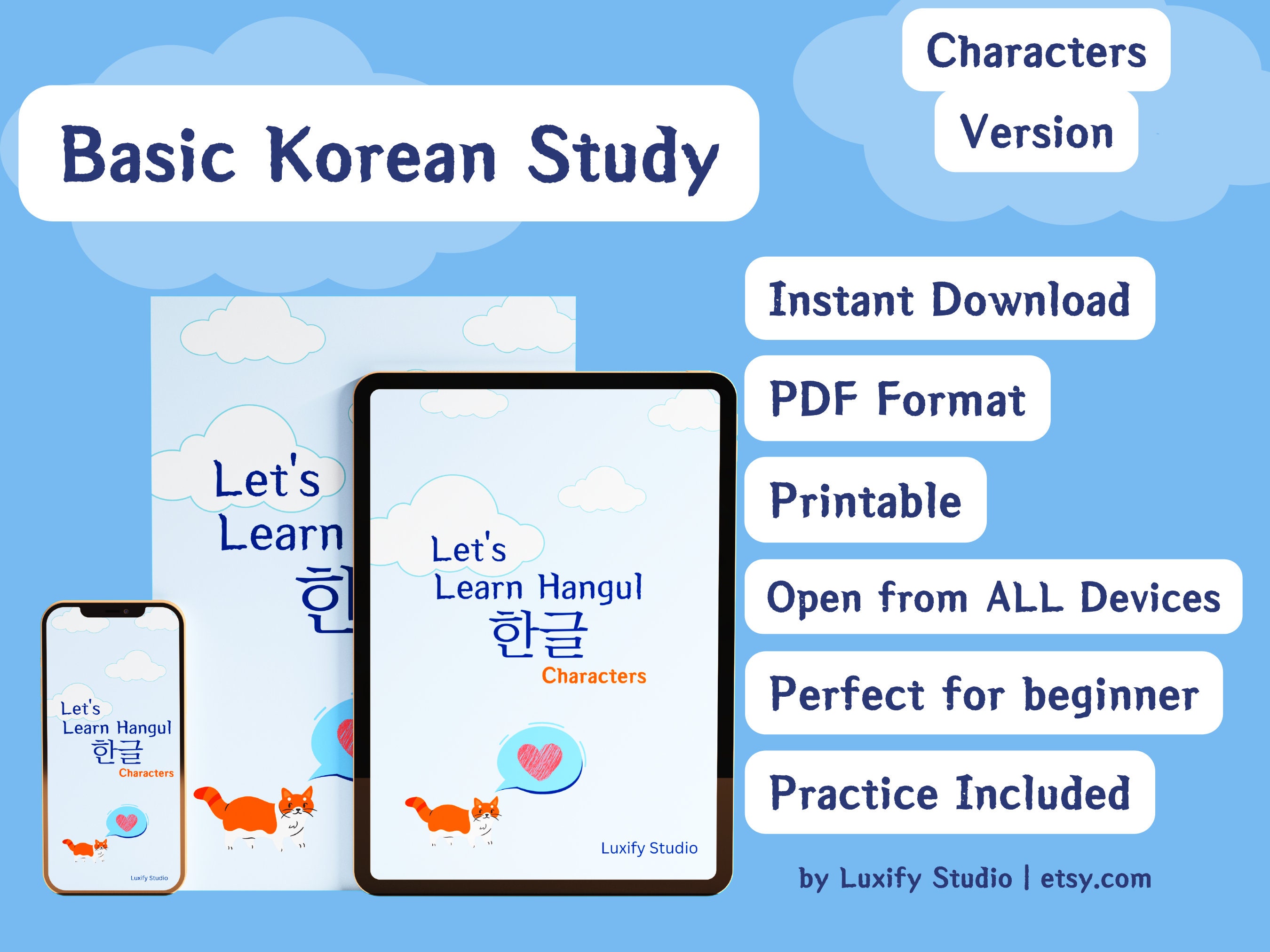 Learn Korean Bundle, Writing Practice Worksheets, Korean Study Pack ...