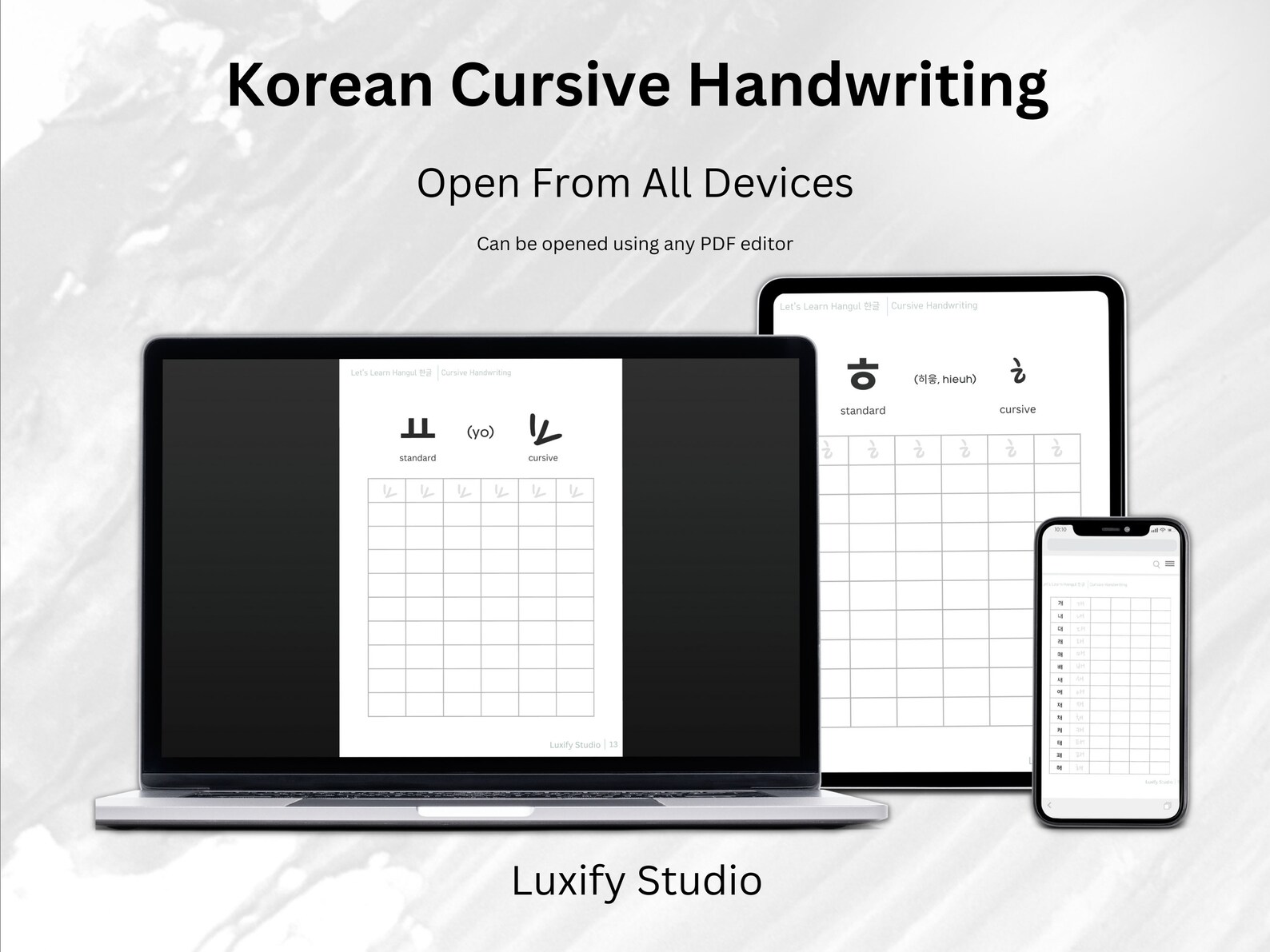 Korean Cursive Handwriting Practice Sheets, Printable Hangul Workbook ...
