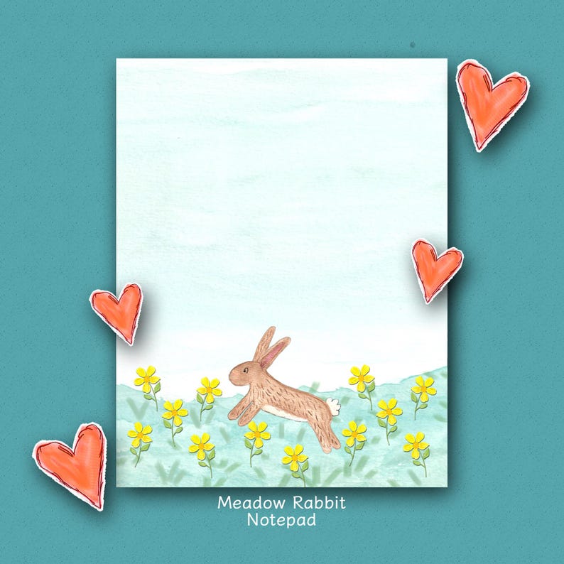 Rabbit in Wildflowers Note Card for Nature Lover Stationery Gift for ...