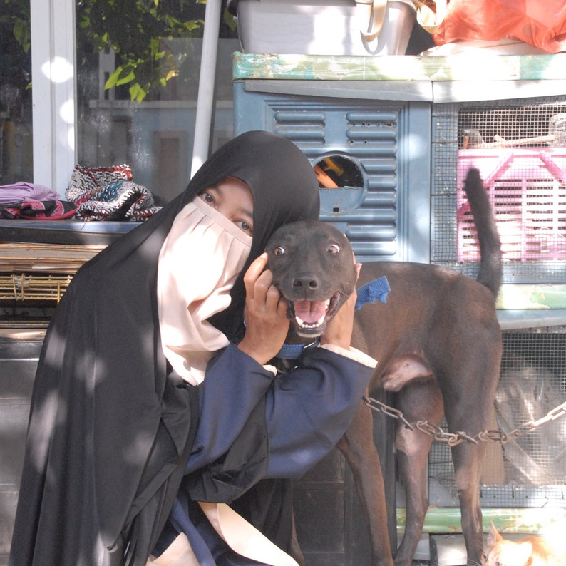 Original Hijab Women and Black Dog Photo, Journalistic Photography, Pet ...