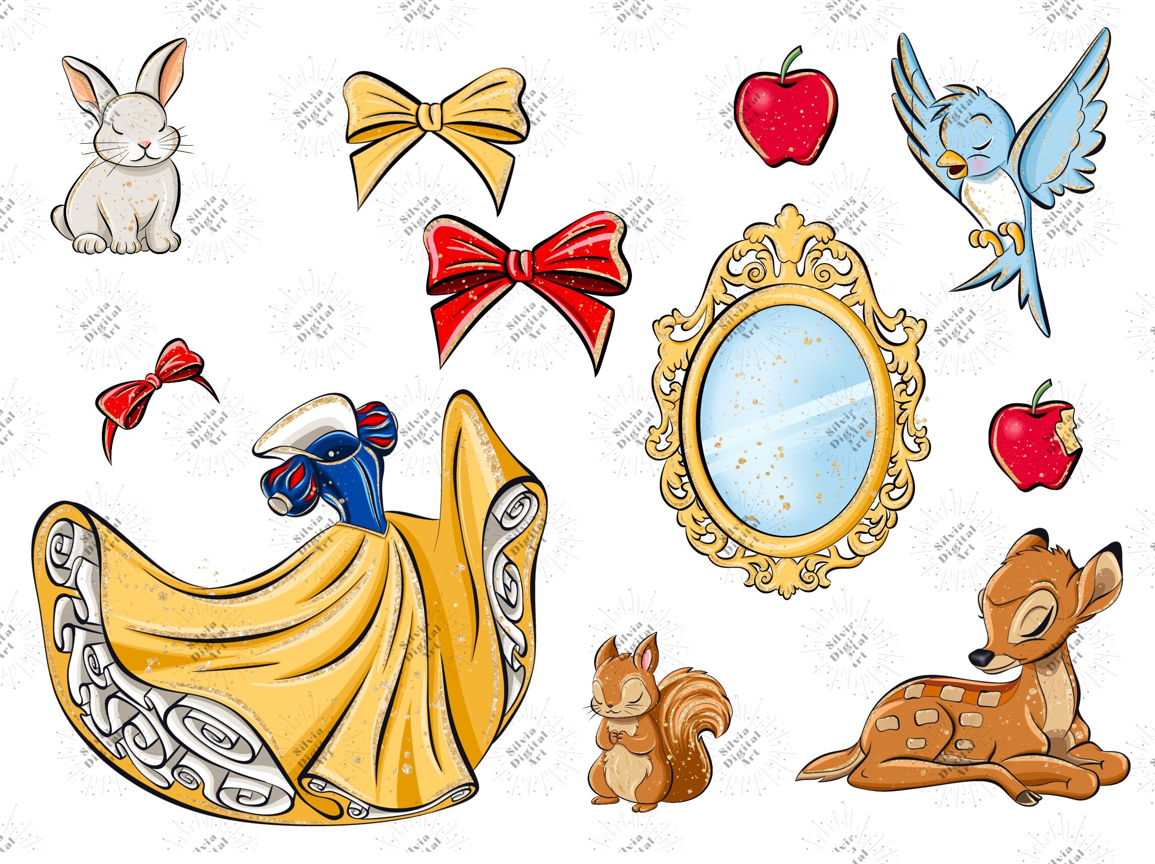 Snow White Clipart, Princess PNG, Seven Dwarves, Fairytale, Deer ...