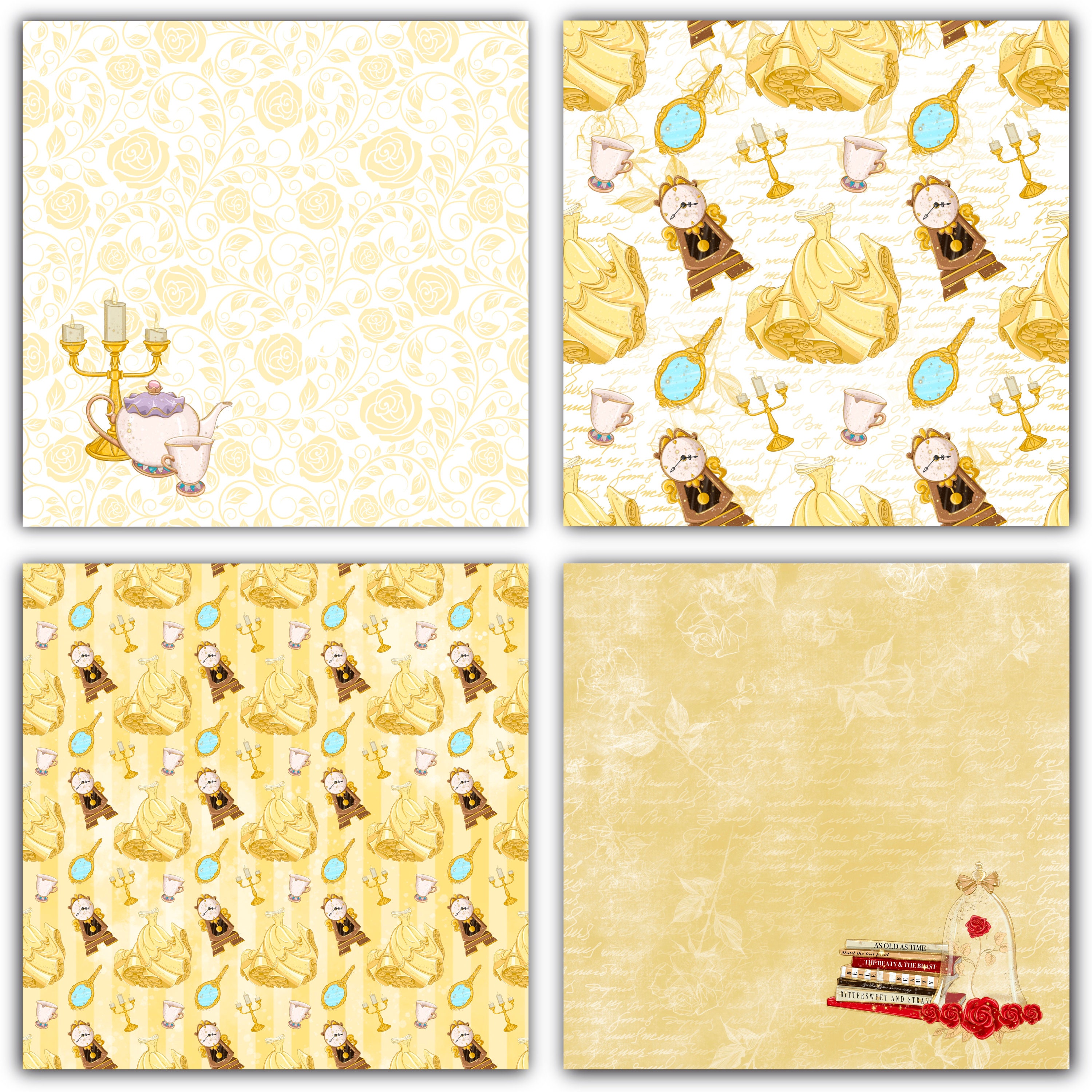 Beauty and Beast Paper Pack, Beauty Digital Paper,pack Watercolor Beast ...