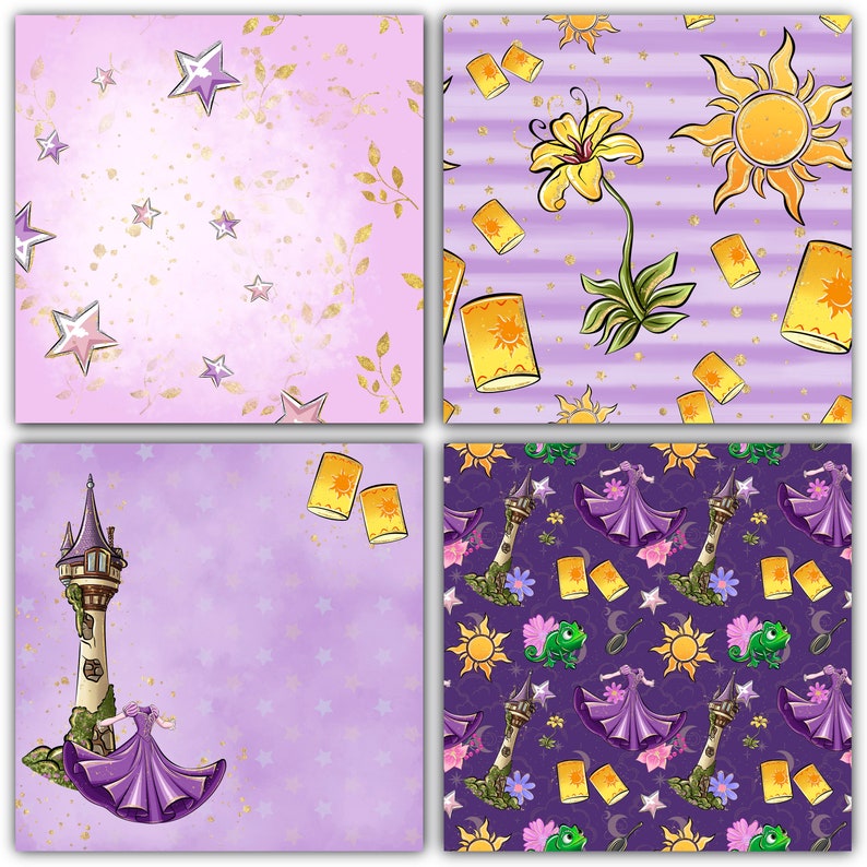 Rapunzel, Kids Digital Backgrounds, Tangled Scrapbook Paper, Rapunzel ...