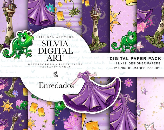 Rapunzel, Kids Digital Backgrounds, Tangled Scrapbook Paper, Rapunzel ...