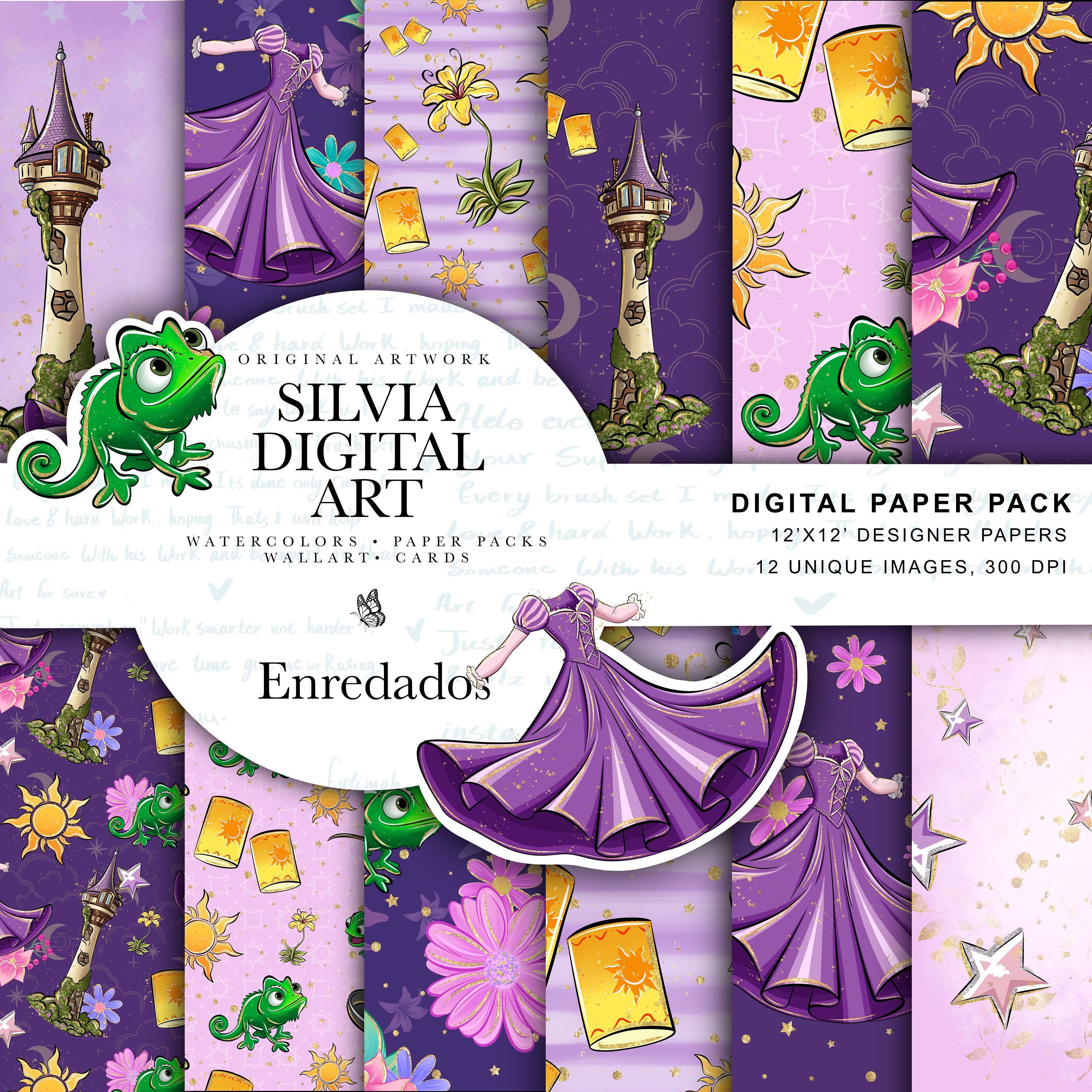 Rapunzel, Kids Digital Backgrounds, Tangled Scrapbook Paper, Rapunzel ...