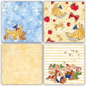Snow White Digital Paper, Princess PNG, Seven Dwarves, Fairytale, Deer ...