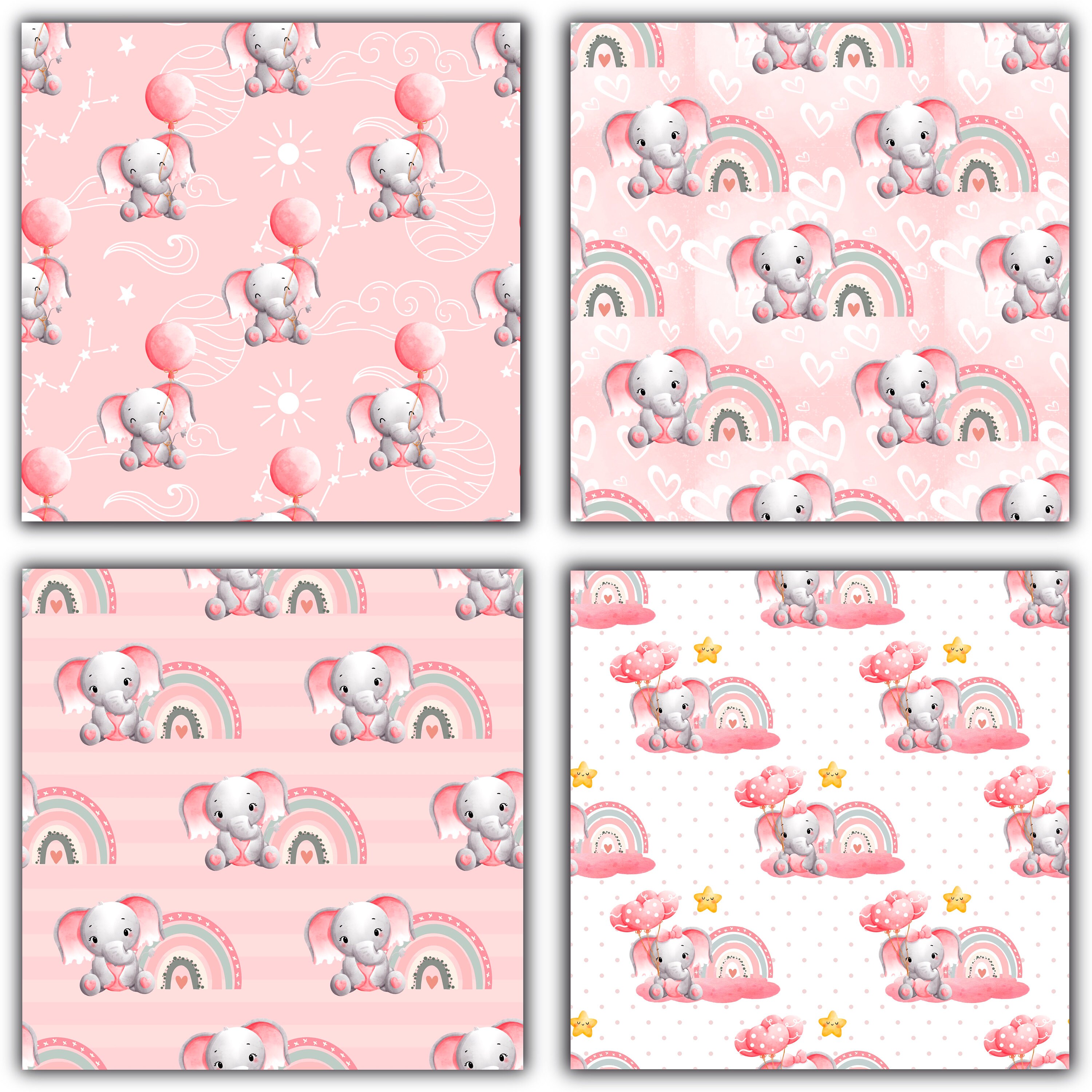 Pink Elephant Digital Paper - Etsy