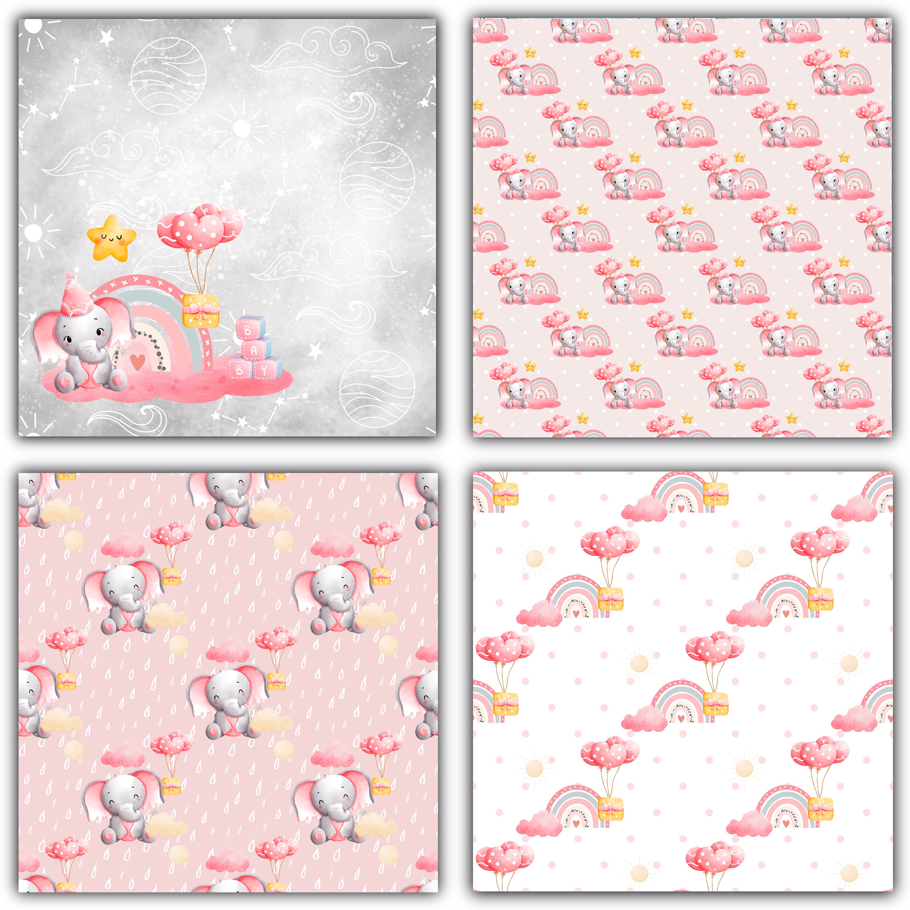 Pink Elephant Digital Paper - Etsy