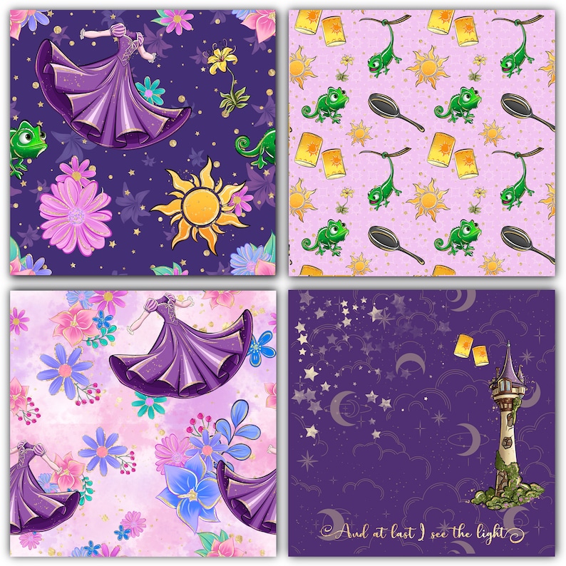 Rapunzel, Kids Digital Backgrounds, Tangled Scrapbook Paper, Rapunzel ...