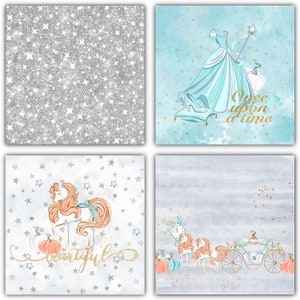 Cinderella Patterns, Kids Digital Backgrounds, Princess Scrapbook Paper ...