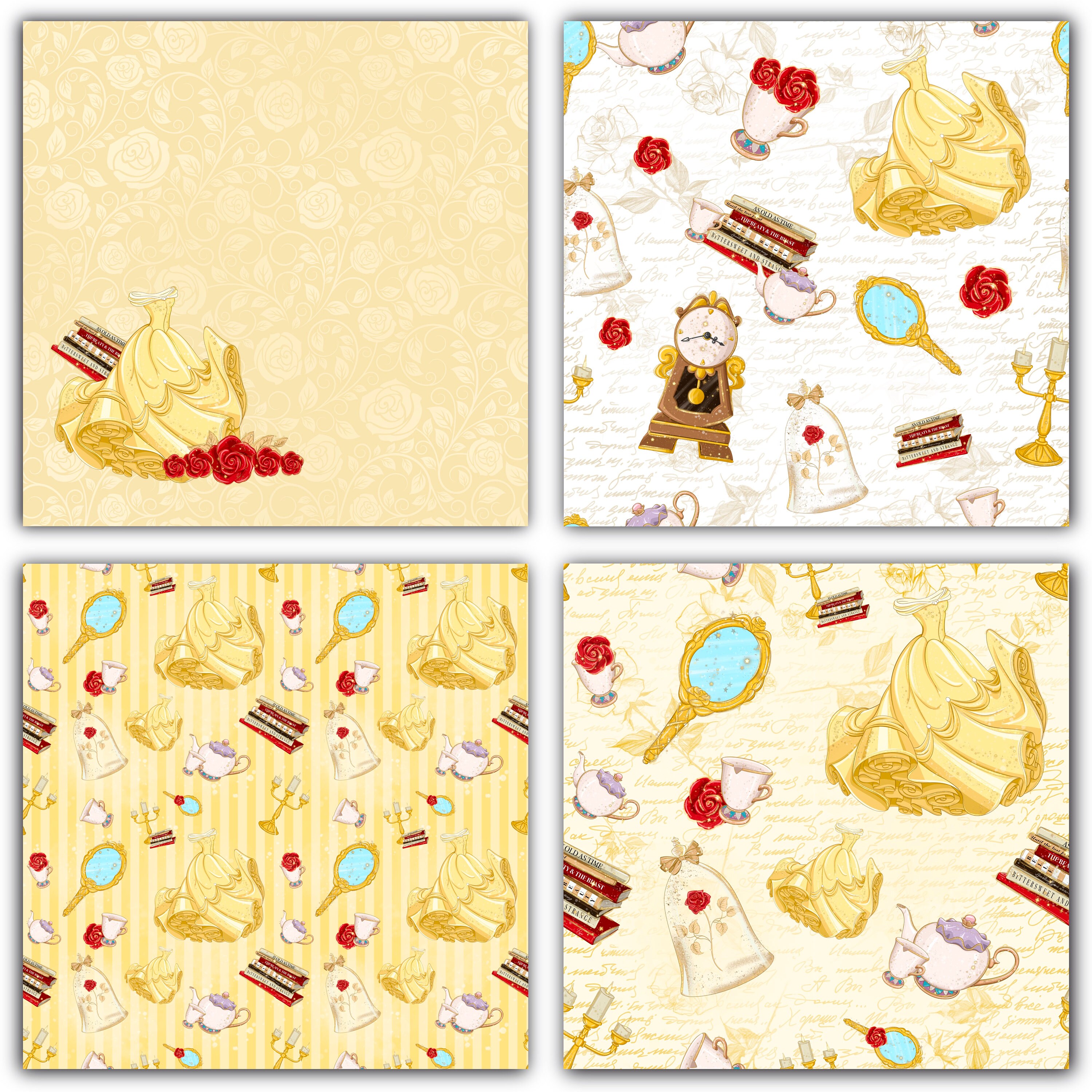 Beauty and Beast Paper Pack, Beauty Digital Paper,pack Watercolor Beast ...