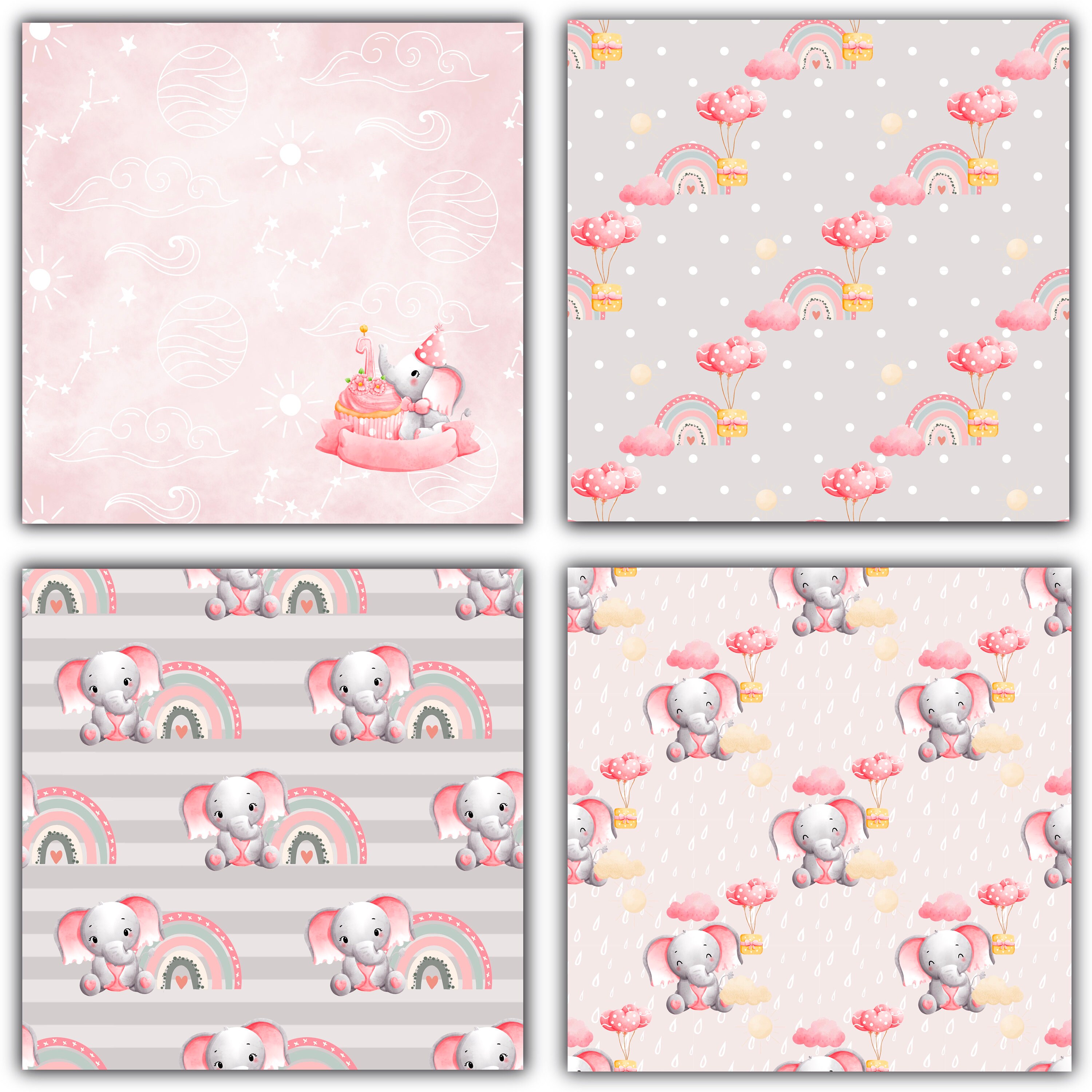 Pink Elephant Digital Paper - Etsy