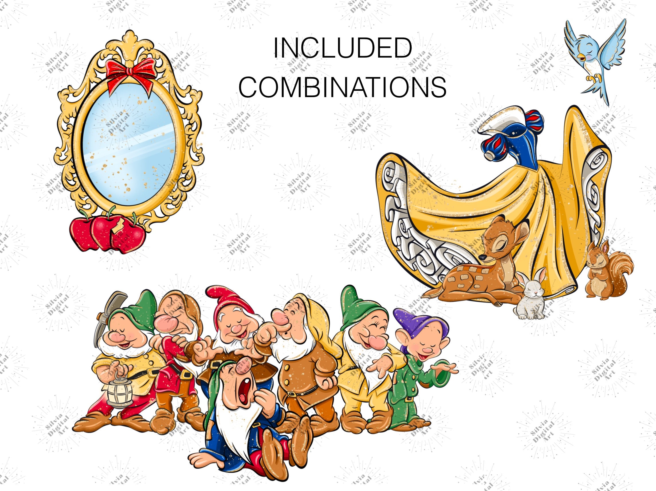 Snow White Clipart, Princess PNG, Seven Dwarves, Fairytale, Deer ...