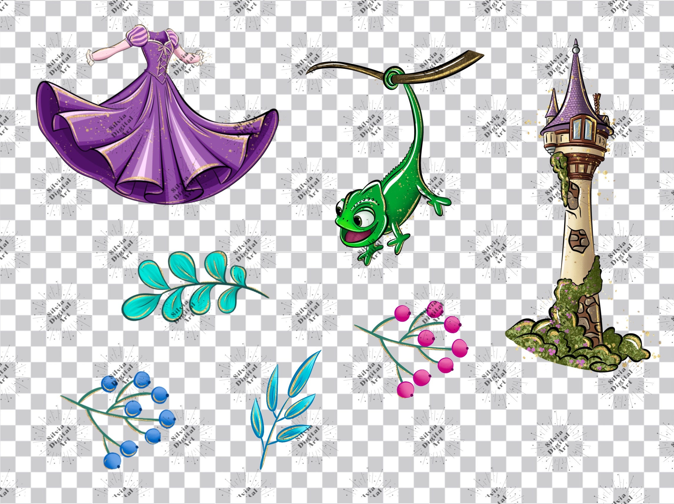 Rapunzel Clipart, Princess PNG, Fairytale, Blondie, Tower, Pascal ...