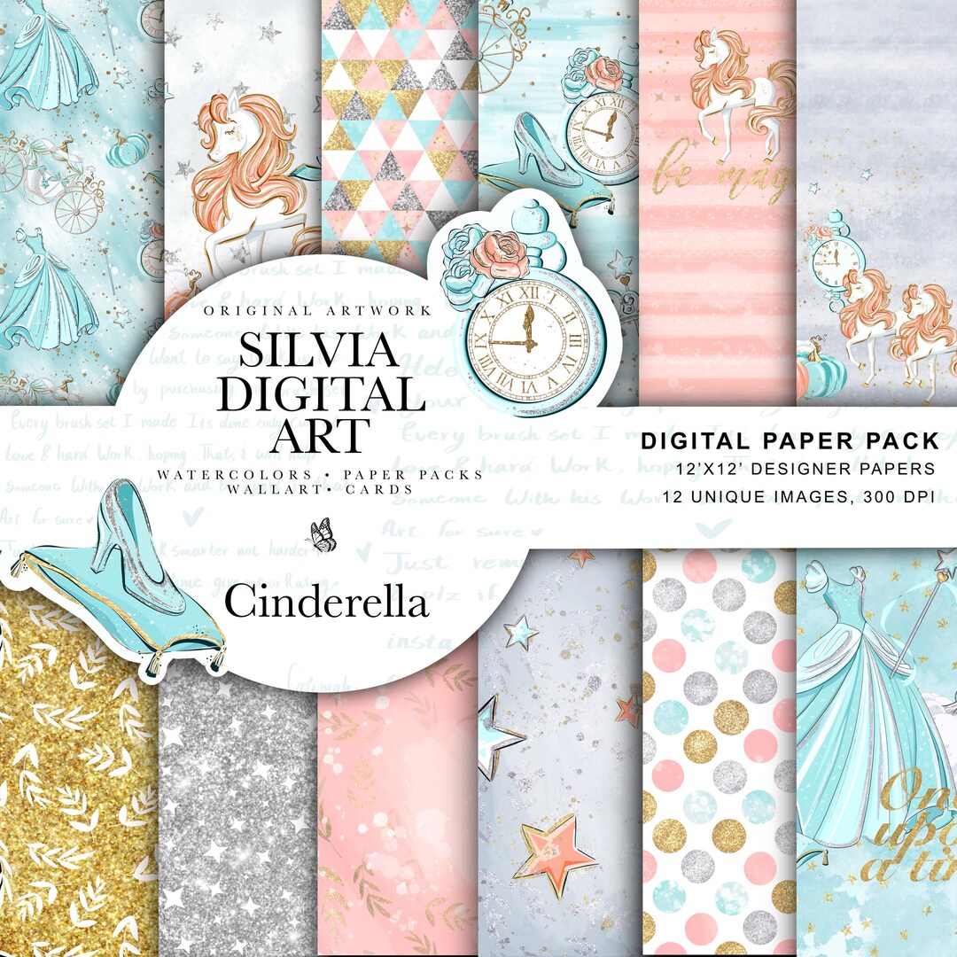 Cinderella Patterns, Kids Digital Backgrounds, Princess Scrapbook Paper ...