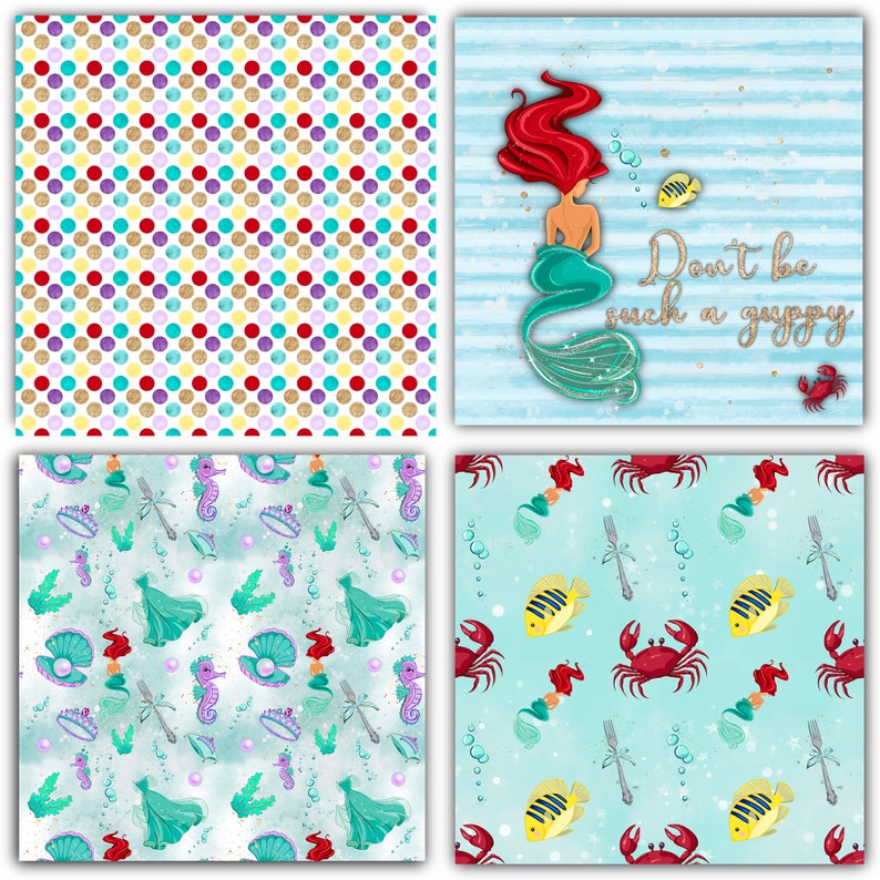 Ariel Digital Paper, Little Mermaid, Underwater, Sebastian, Flounder ...