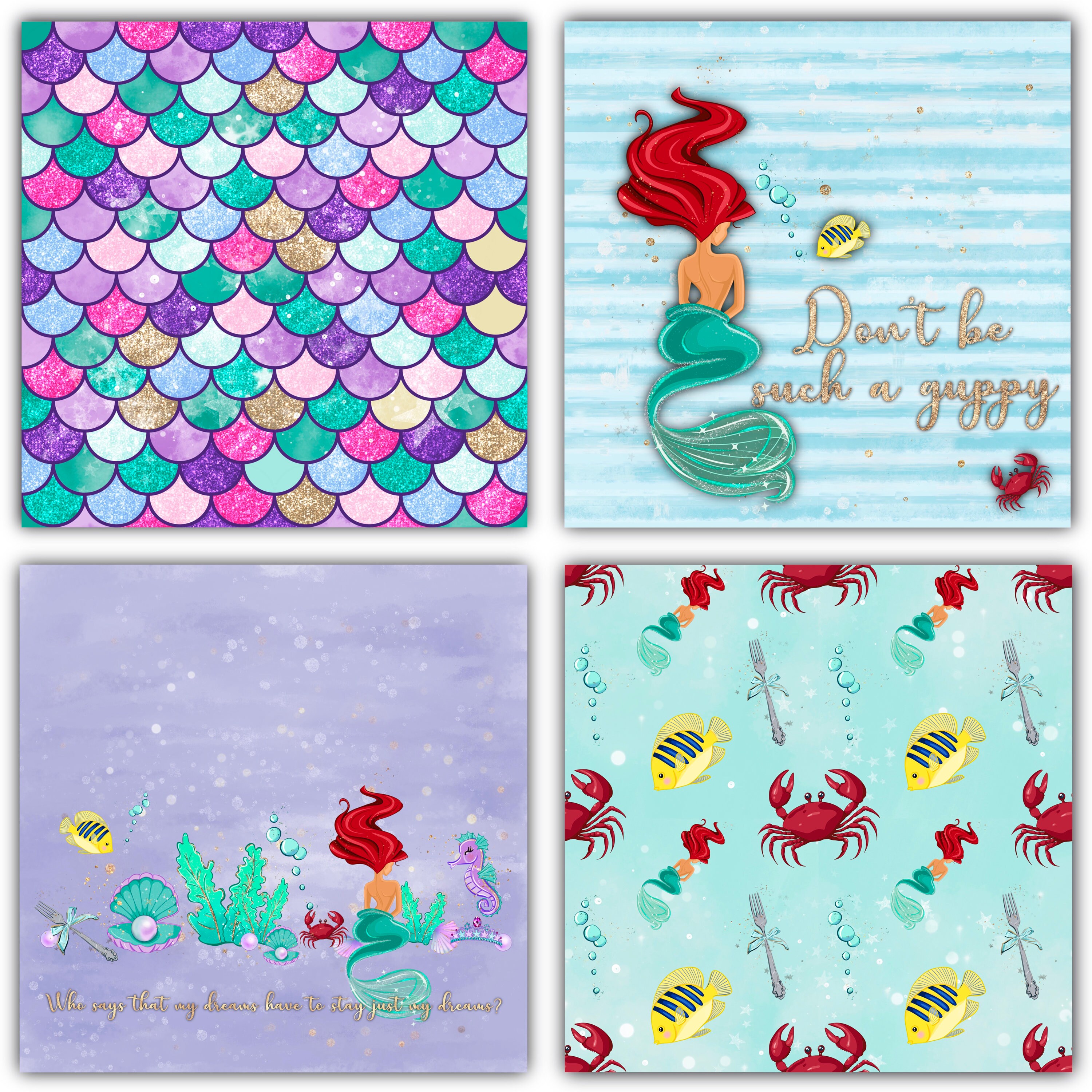 Ariel Digital Paper, Little Mermaid, Underwater, Sebastian, Flounder ...