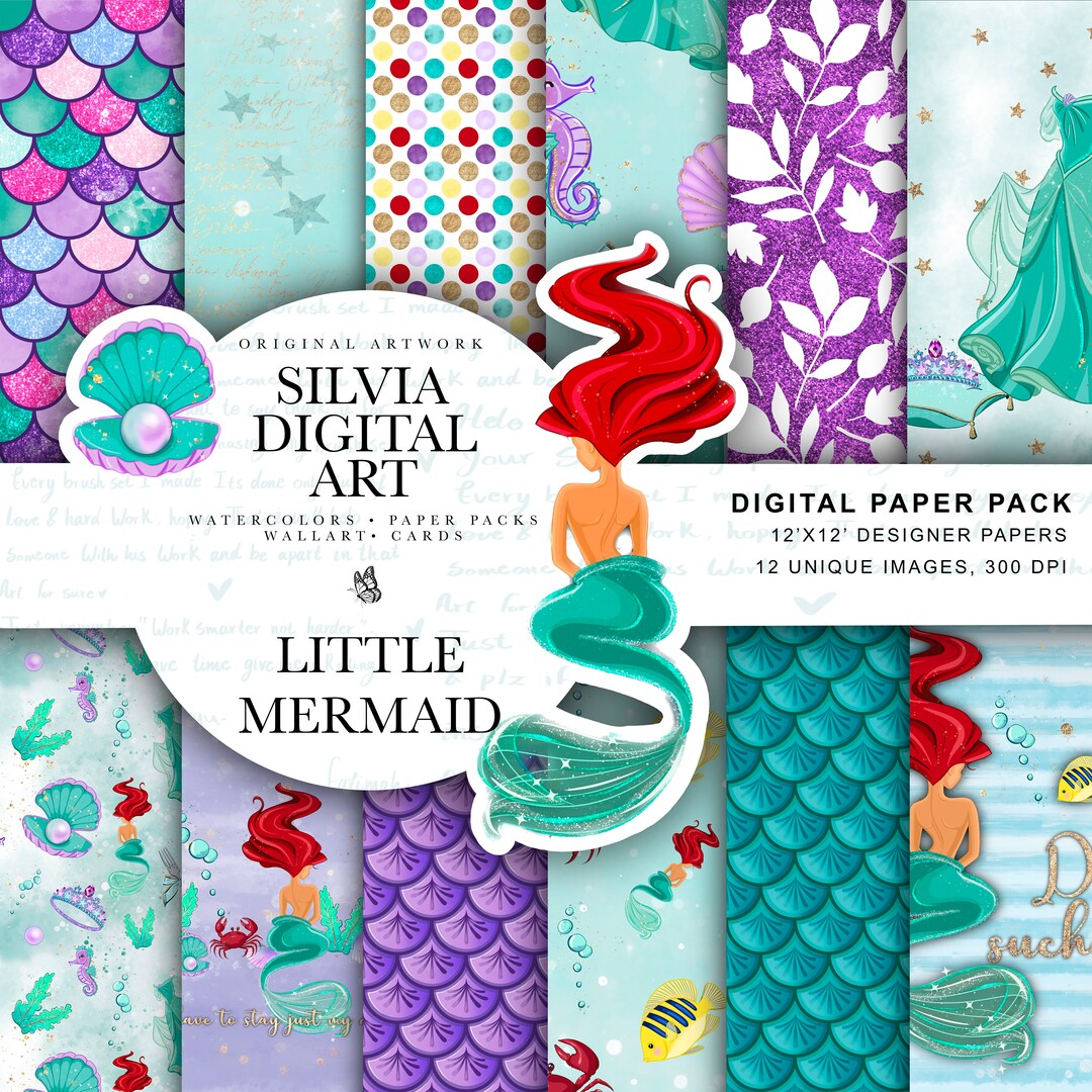 Ariel Digital Paper, Little Mermaid, Underwater, Sebastian, Flounder ...
