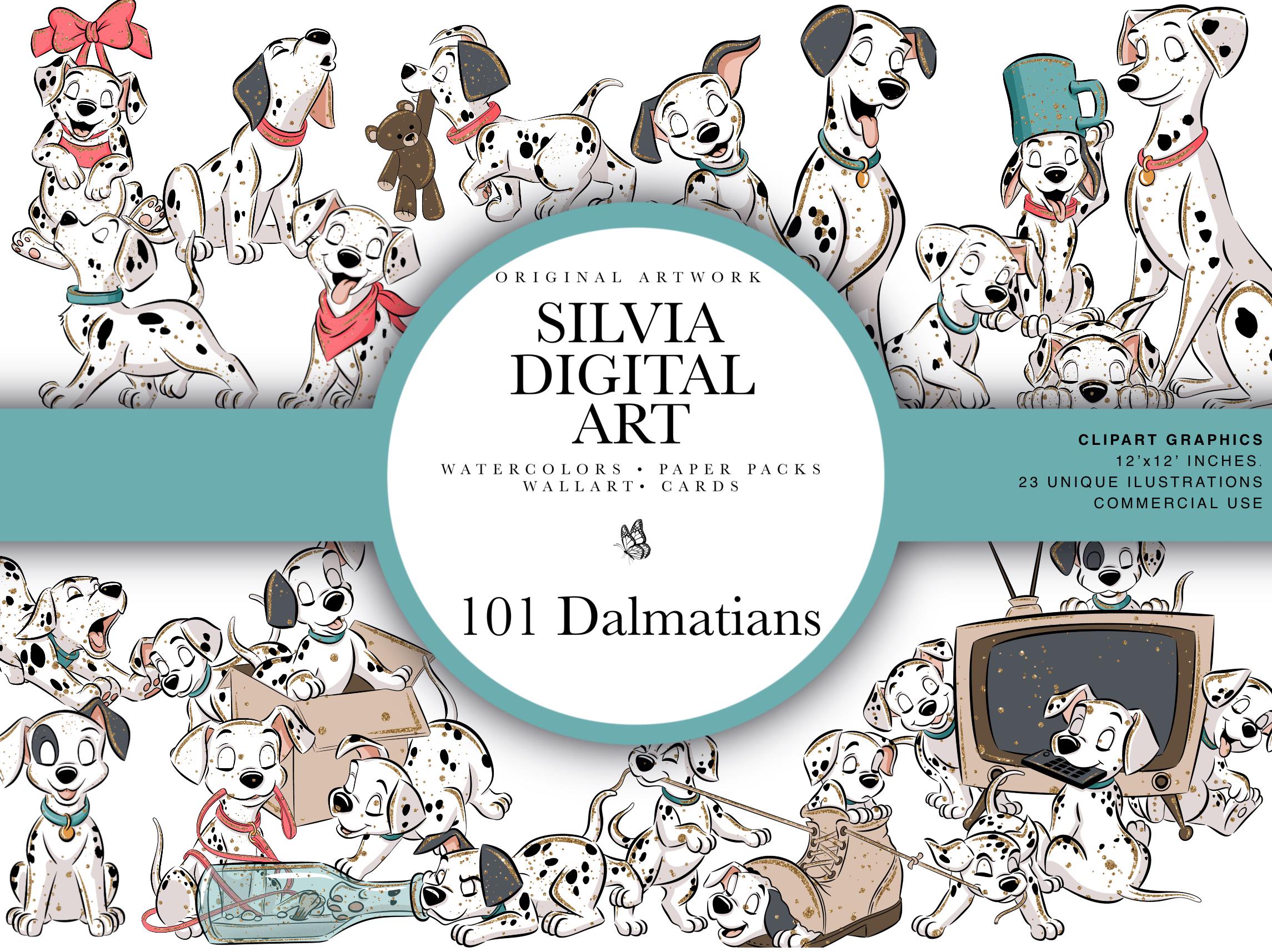 101 Dalmatians Clipart, Cute puppies PNG, Cruella, Pongo, Perdita ...