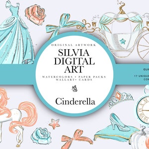 Cinderella Clipart, Fairy Tale Princess, Glass Slipper, Castle, Pumpkin ...