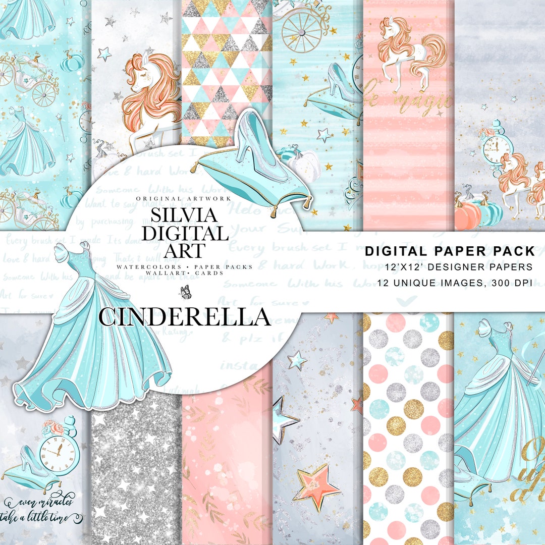 Cinderella Patterns, Kids Digital Backgrounds, Princess Scrapbook Paper ...
