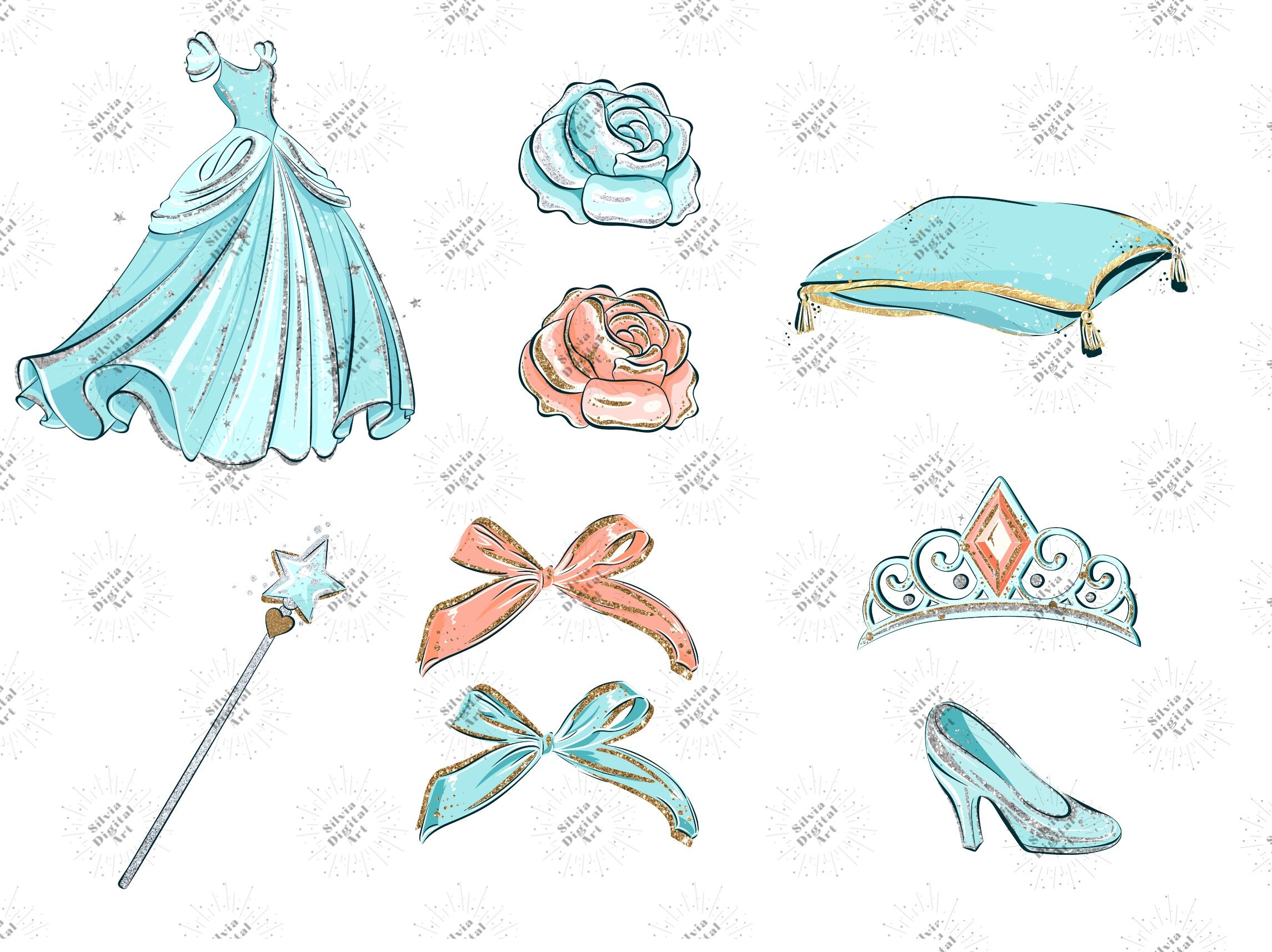 Cinderella Clipart, Fairy Tale Princess, Glass Slipper, Castle, Pumpkin ...