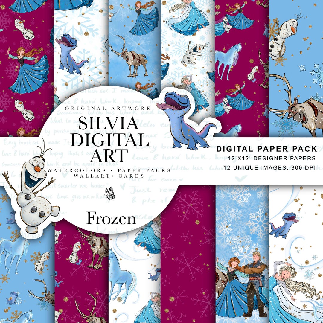 Frozen Digital Paper, Kids Digital Backgrounds, Elsa Scrapbook Paper ...