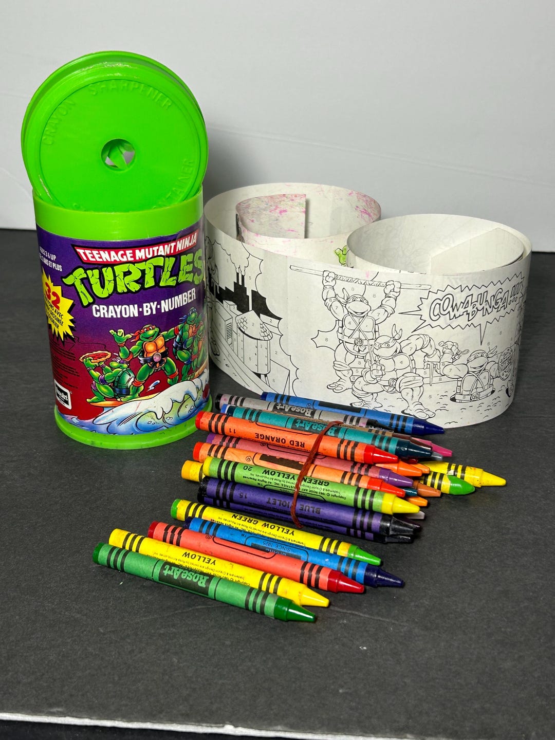 1991 Teenage Mutant Ninja Turtles Crayon by Number Set Rose Art Used ...