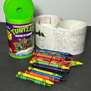 1991 Teenage Mutant Ninja Turtles Crayon by Number Set Rose Art Used ...