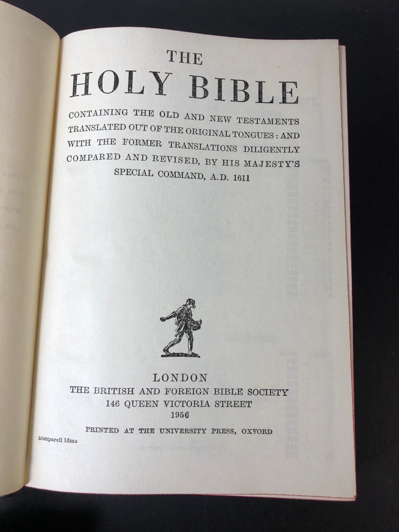 1956 Holy Bible Old and New Testament the British and Foreign Bible ...