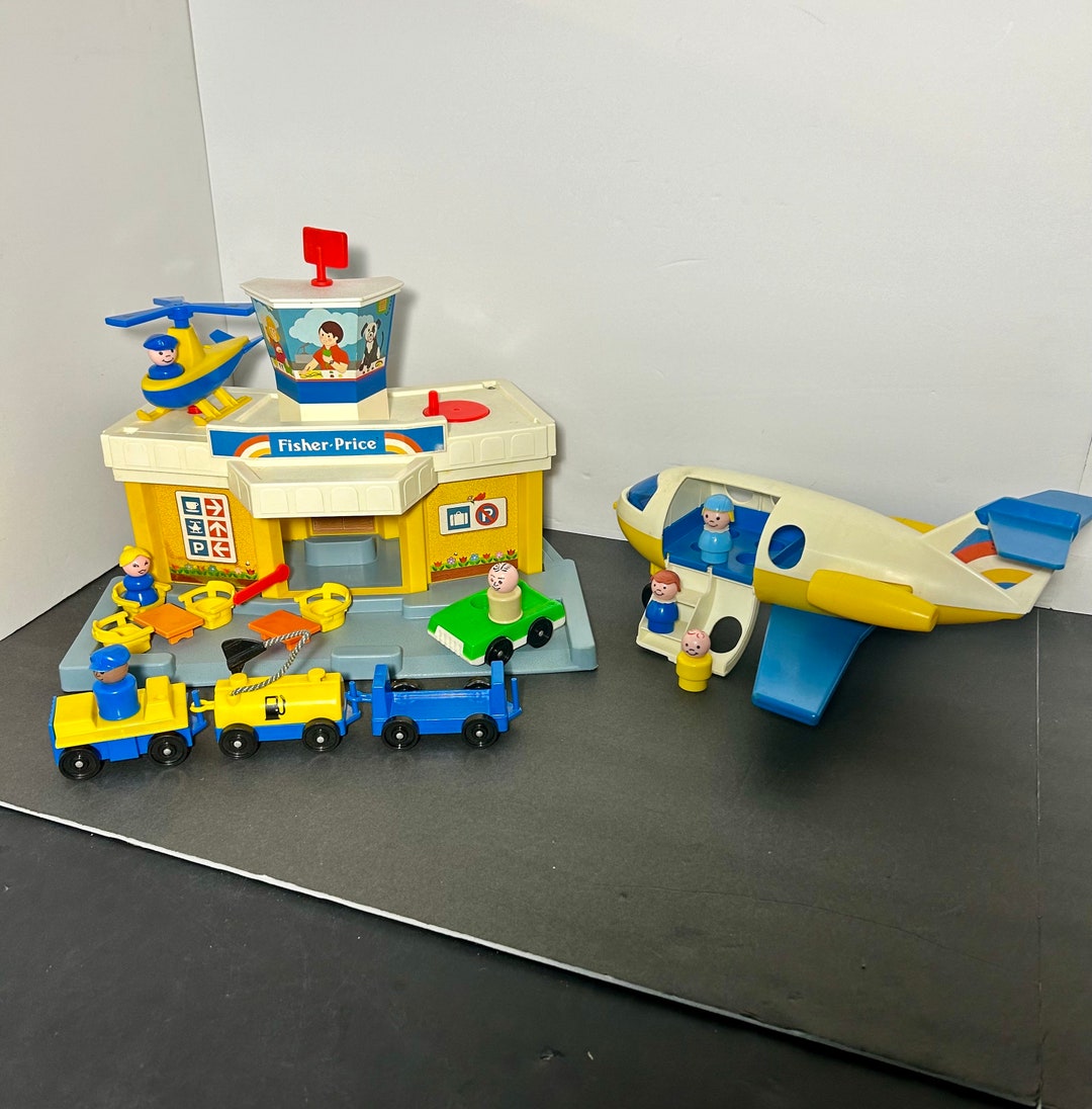 1980s Fisher Price Jet Port Control Tower Airport 933 Jumbo Jet Little ...