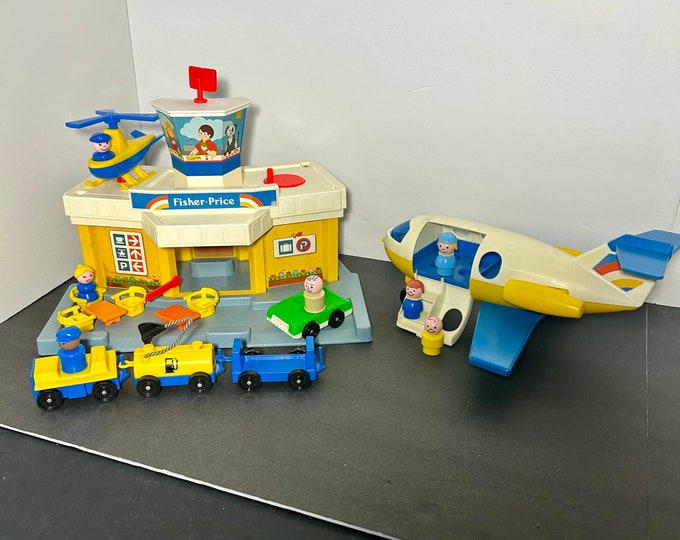 1980s Fisher Price Jet Port Control Tower Airport #933 Jumbo Jet Little ...
