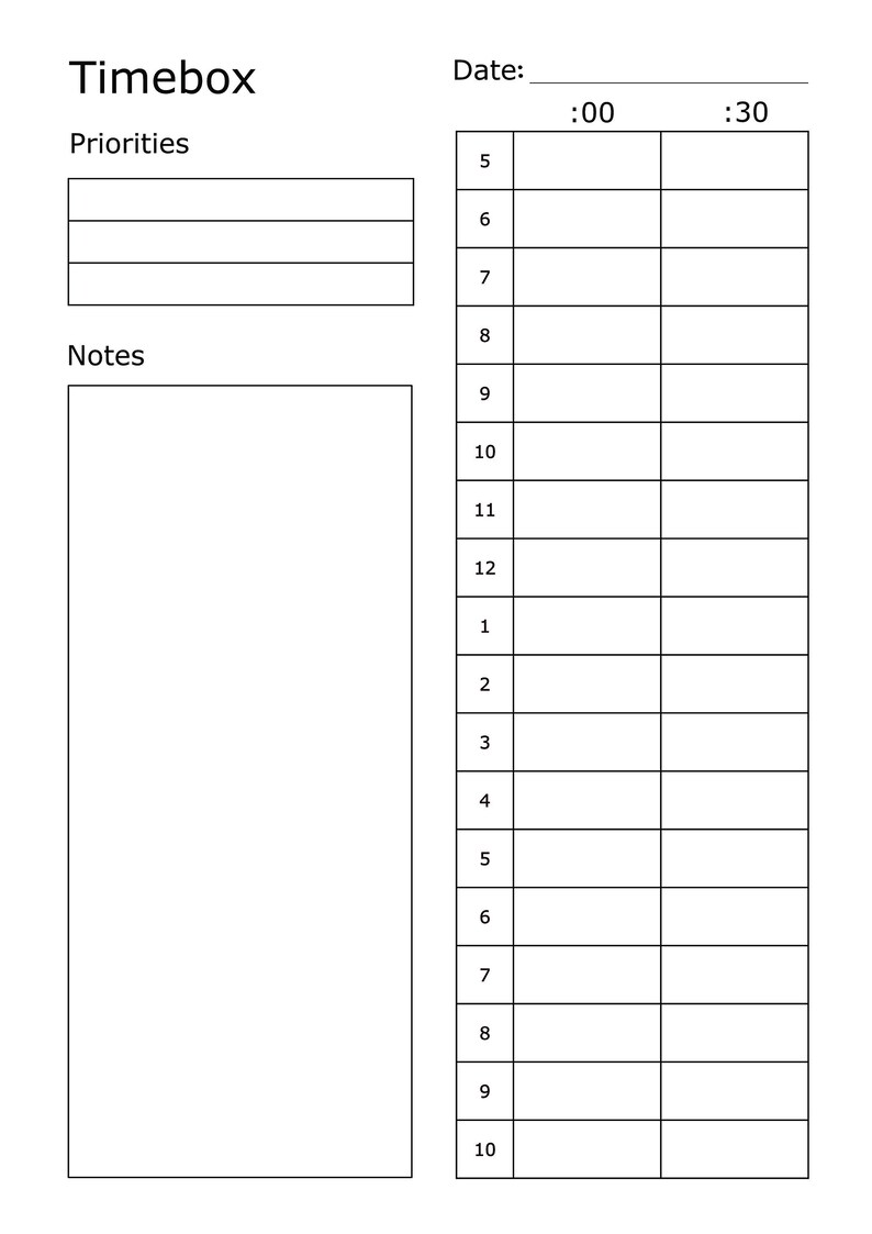 Timeboxing Template | Digital Planner | Download Planners | Honey ...