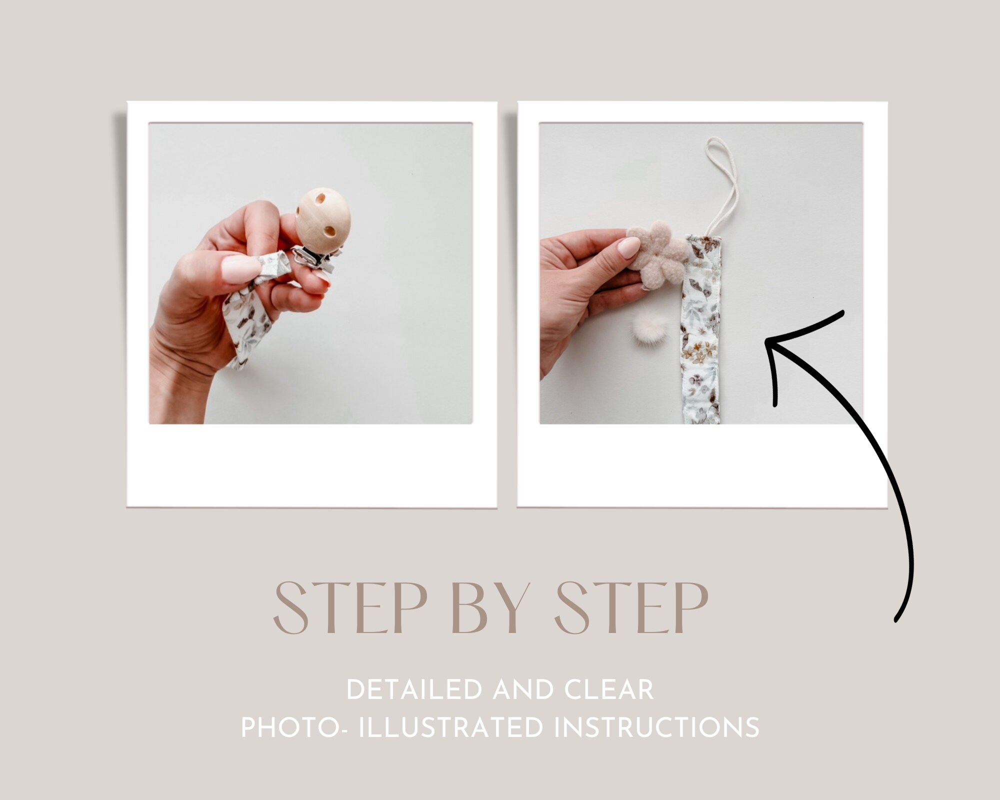 Brooch Pacifier Clip Sewing Pattern and Instructions, DIY Baby Pacifier ...