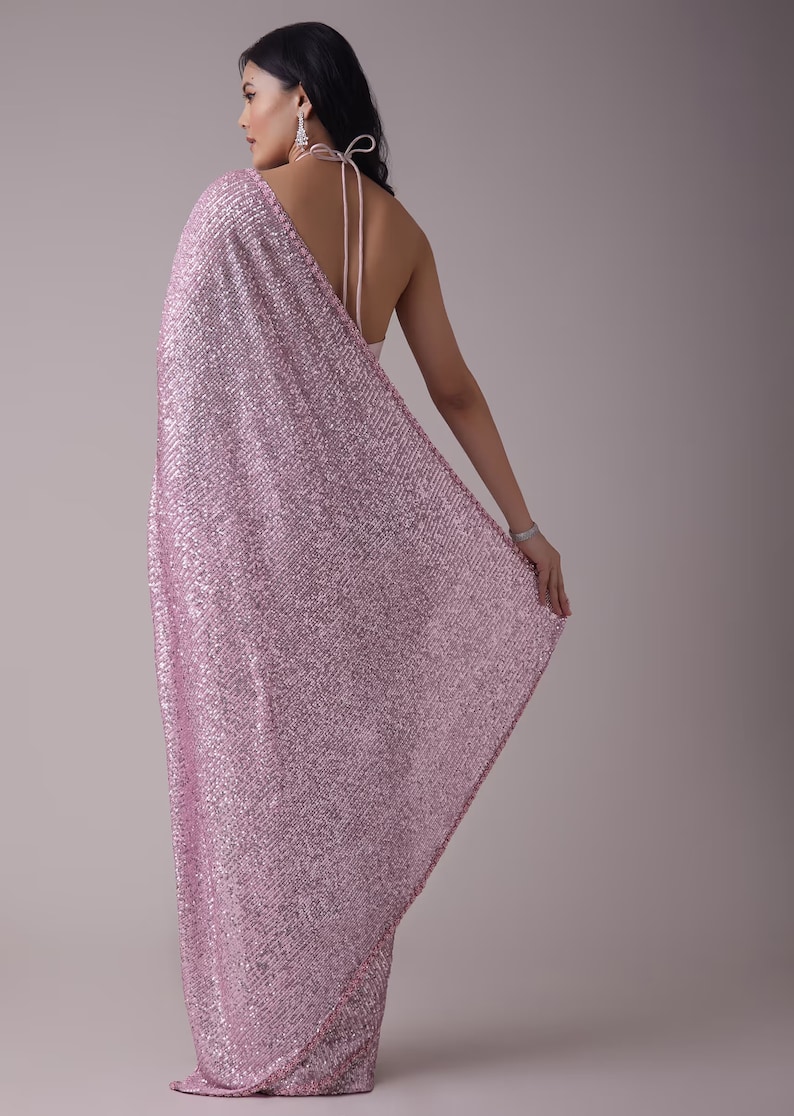 Purple Sequin Embroidery Saree: Glamorous Party Wear - Etsy
